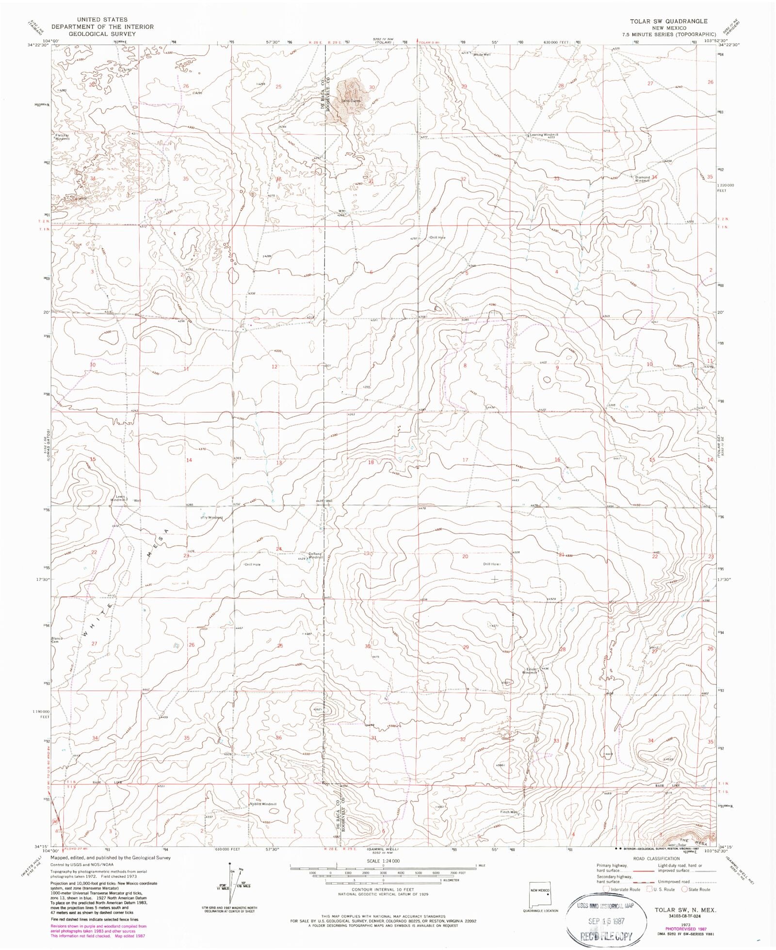 Classic USGS Tolar SW New Mexico 7.5'x7.5' Topo Map – MyTopo Map Store