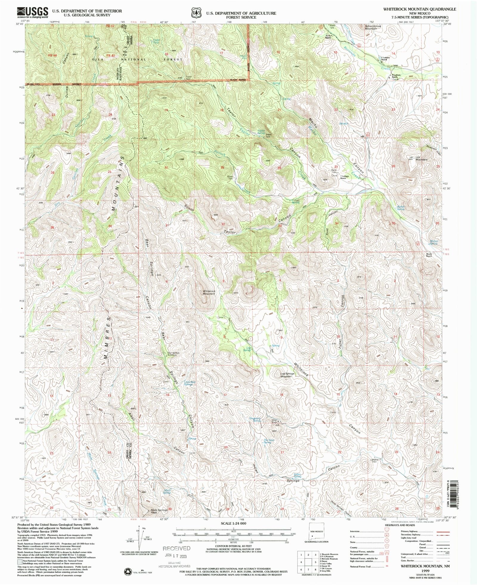 Classic USGS Whiterock Mountain New Mexico 7.5'x7.5' Topo Map – MyTopo ...