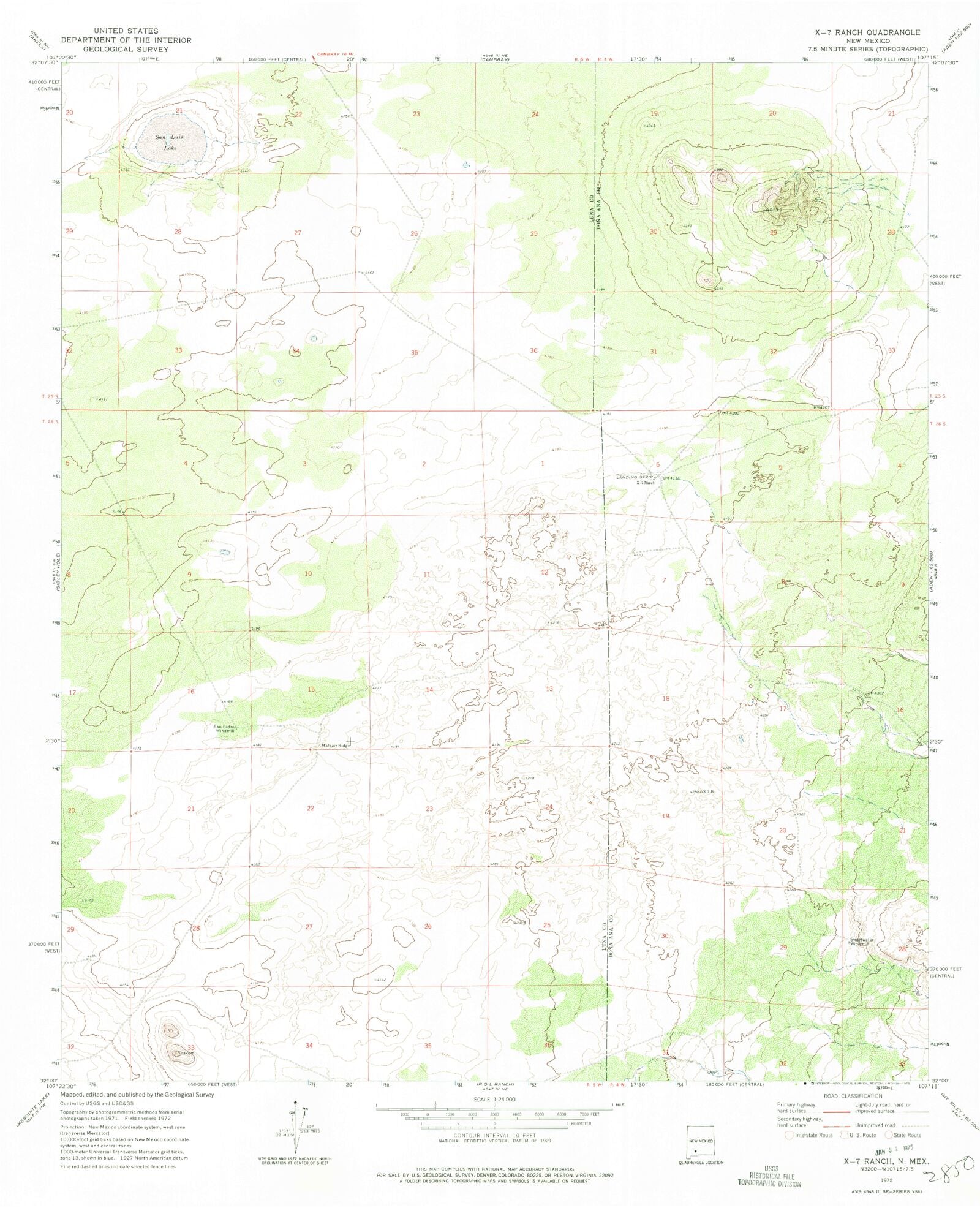 Classic USGS X-7 Ranch New Mexico 7.5'x7.5' Topo Map – MyTopo Map Store