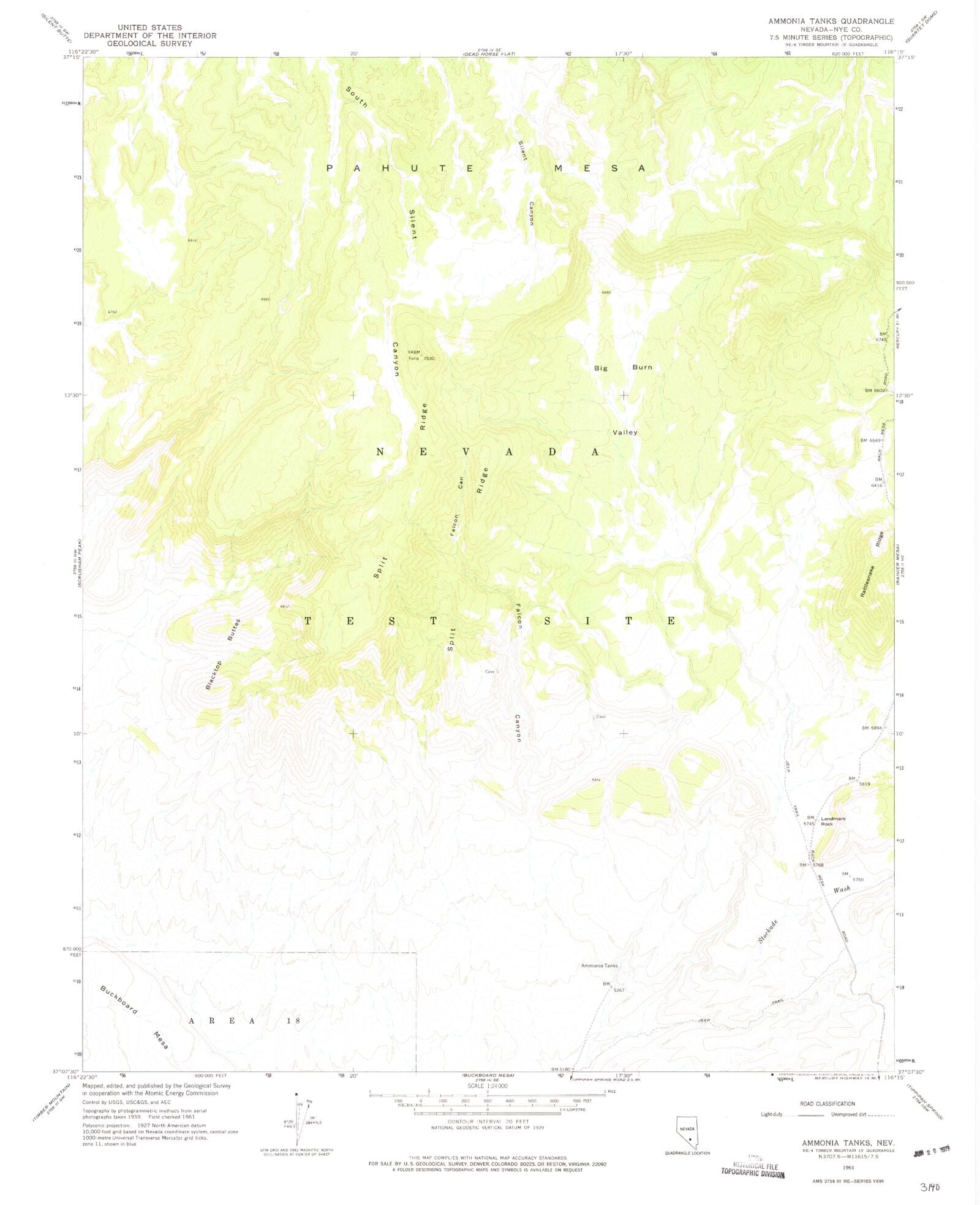 Classic USGS Ammonia Tanks Nevada 7.5'x7.5' Topo Map – MyTopo Map Store