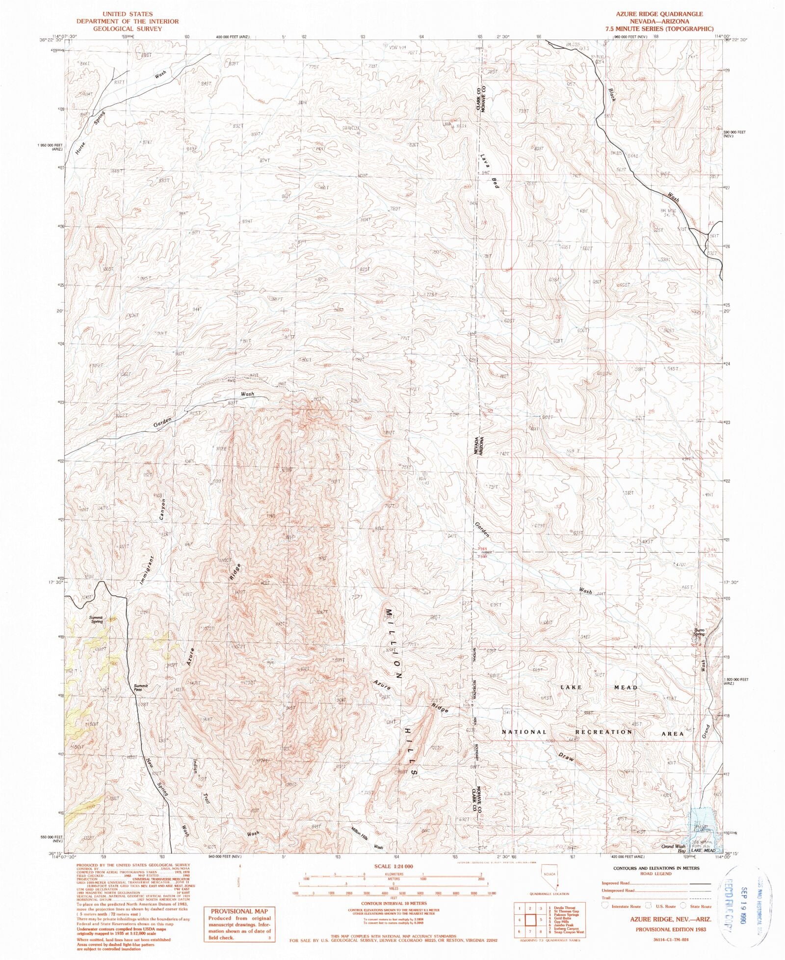 Classic USGS Azure Ridge Nevada 7.5'x7.5' Topo Map – MyTopo Map Store