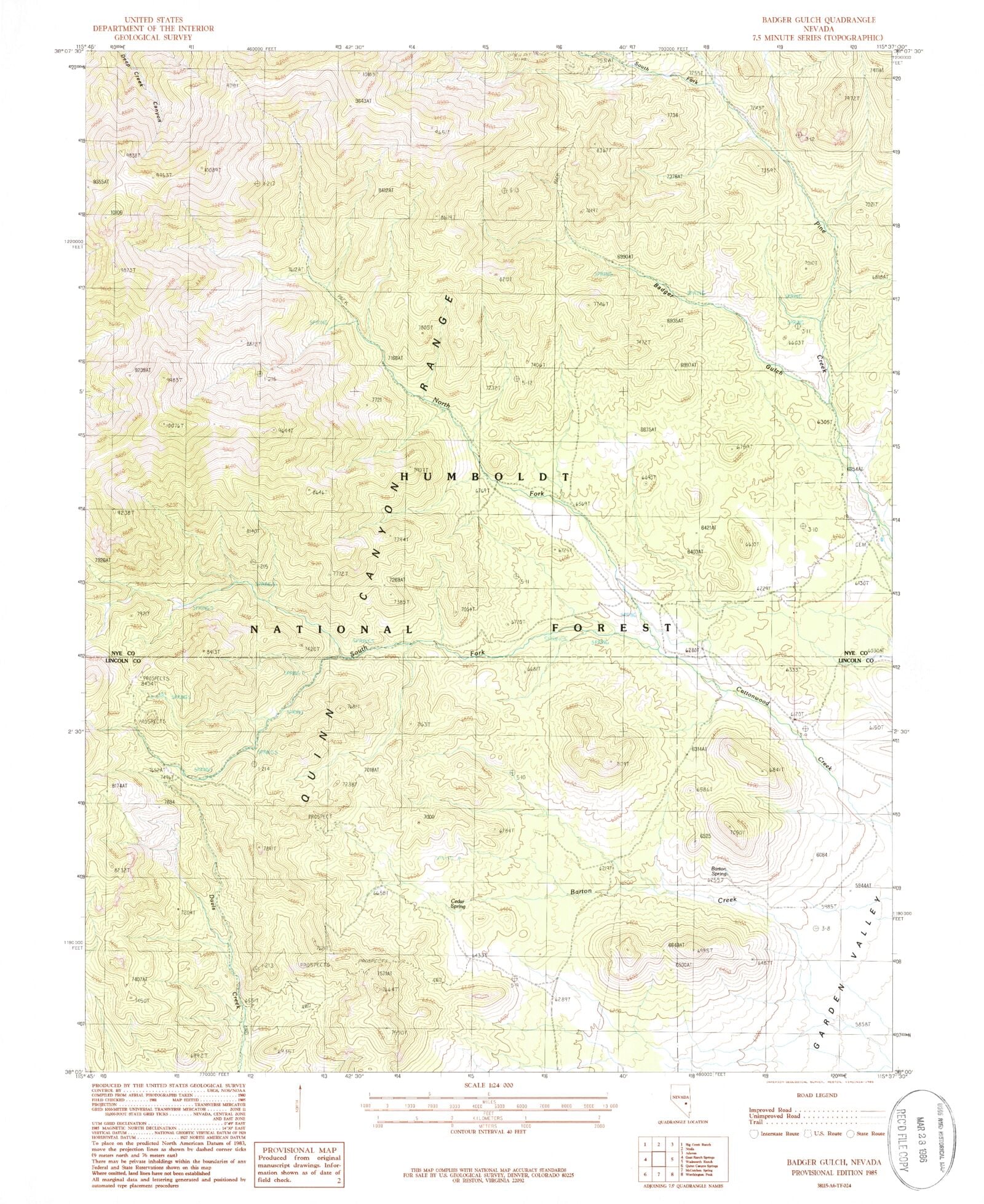 Classic USGS Badger Gulch Nevada 7.5'x7.5' Topo Map – MyTopo Map Store