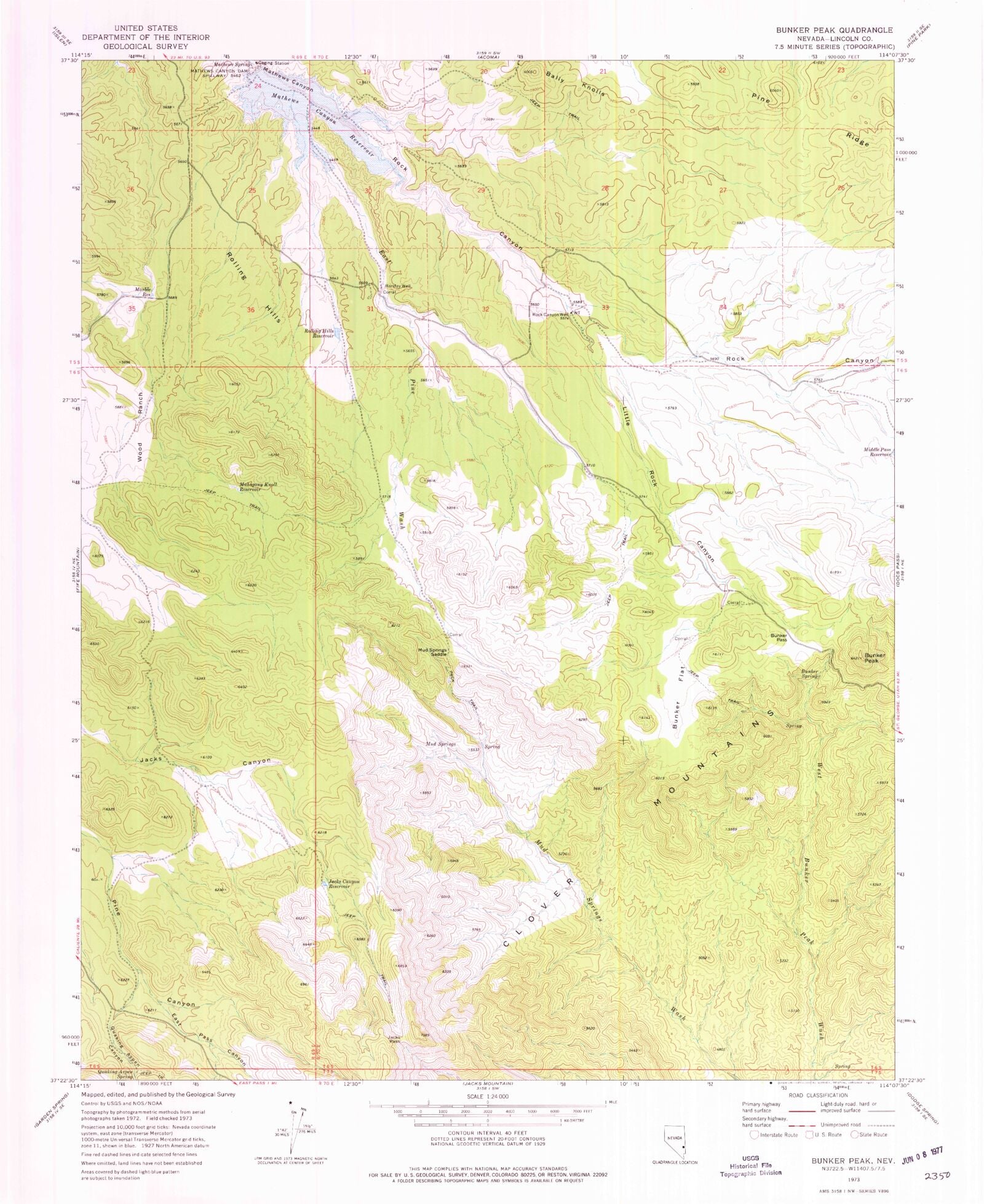 Classic USGS Bunker Peak Nevada 7.5'x7.5' Topo Map – MyTopo Map Store