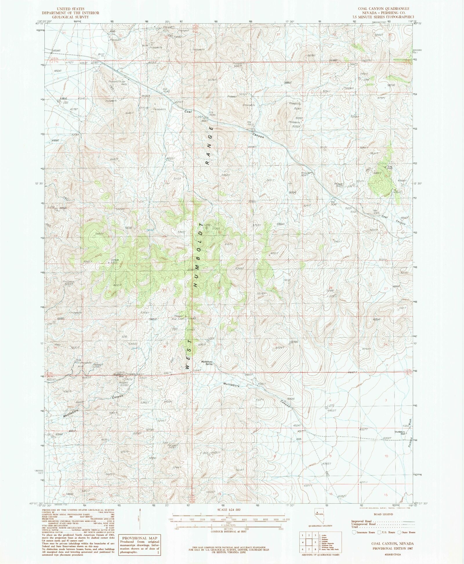 Classic USGS Coal Canyon Nevada 7.5'x7.5' Topo Map – MyTopo Map Store