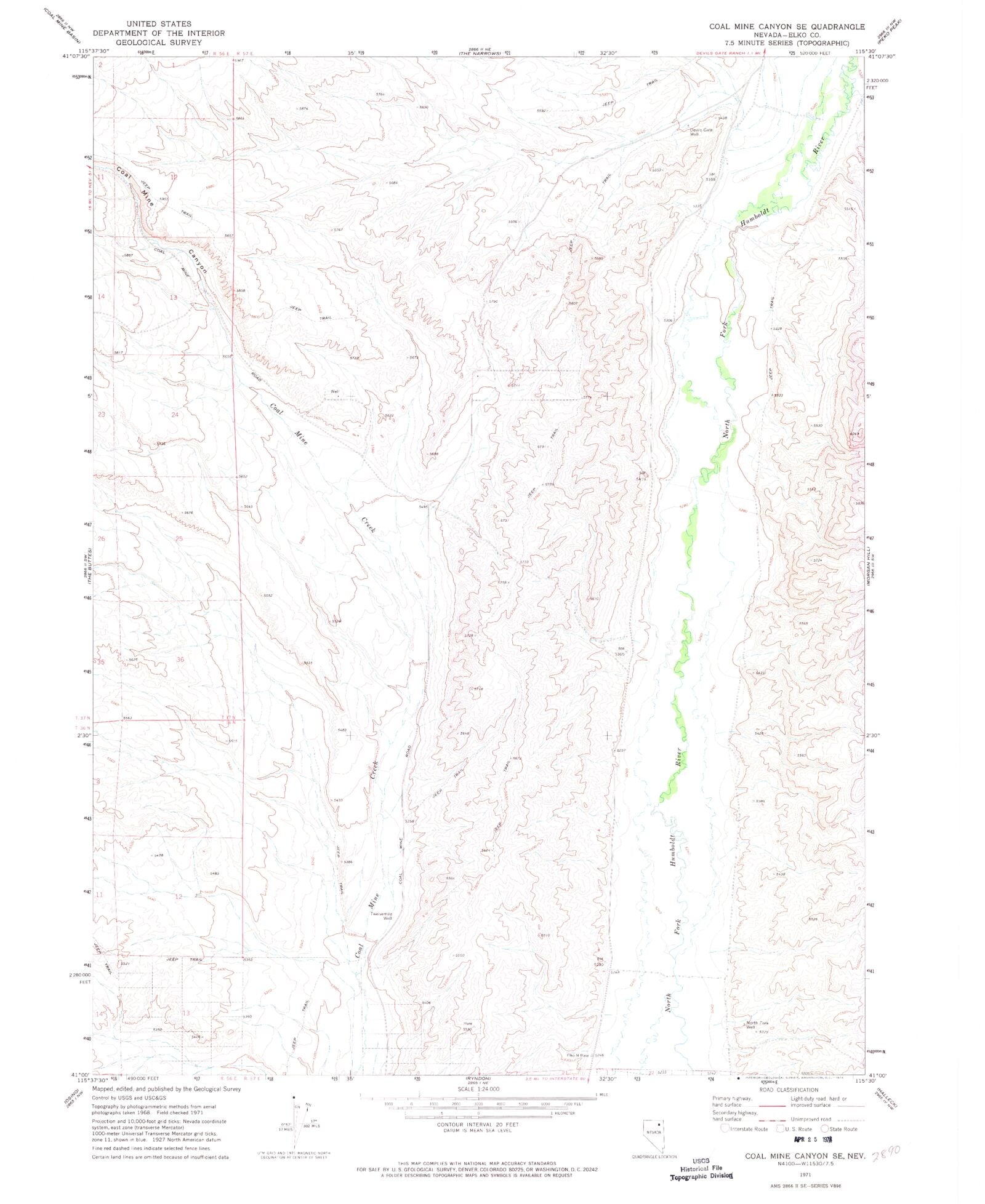 Classic USGS Coal Mine Canyon SE Nevada 7.5'x7.5' Topo Map – MyTopo Map ...