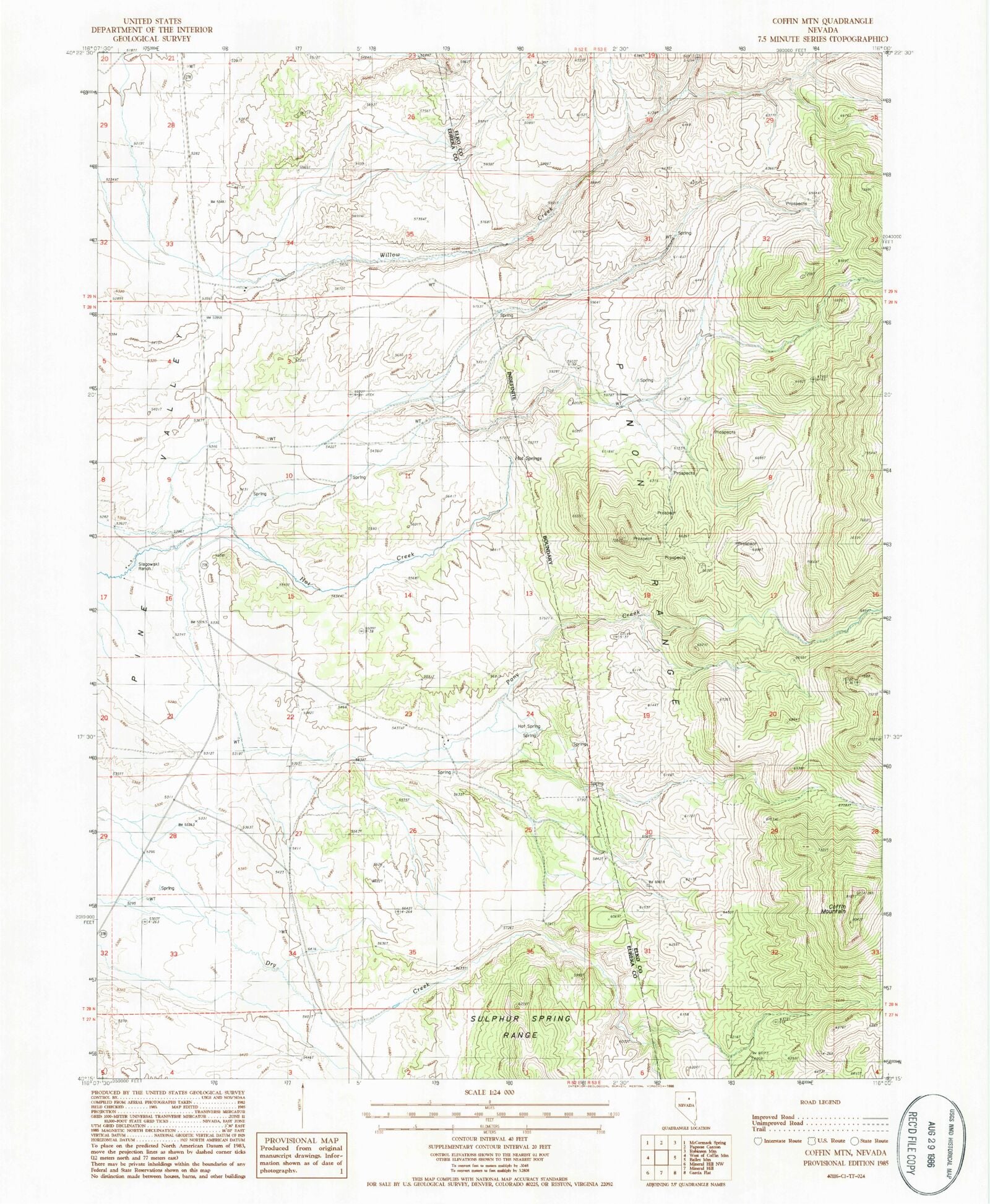 Classic USGS Coffin Mountain Nevada 7.5'x7.5' Topo Map – MyTopo Map Store