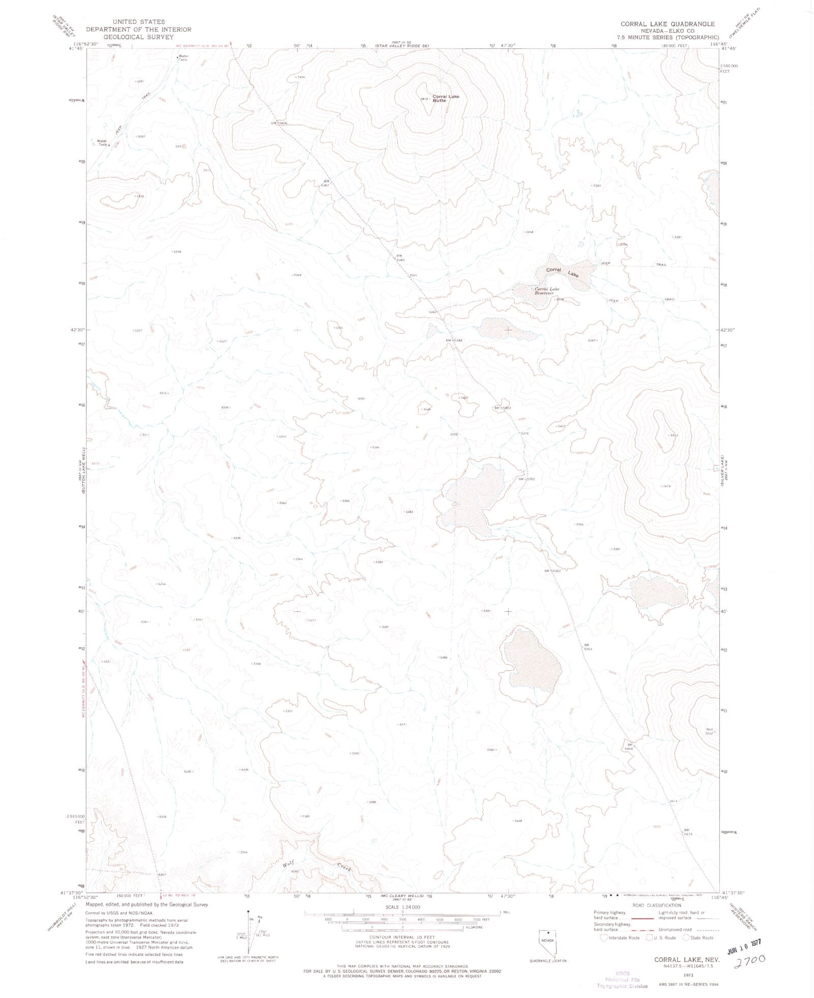 Classic USGS Corral Lake Nevada 7.5'x7.5' Topo Map – MyTopo Map Store