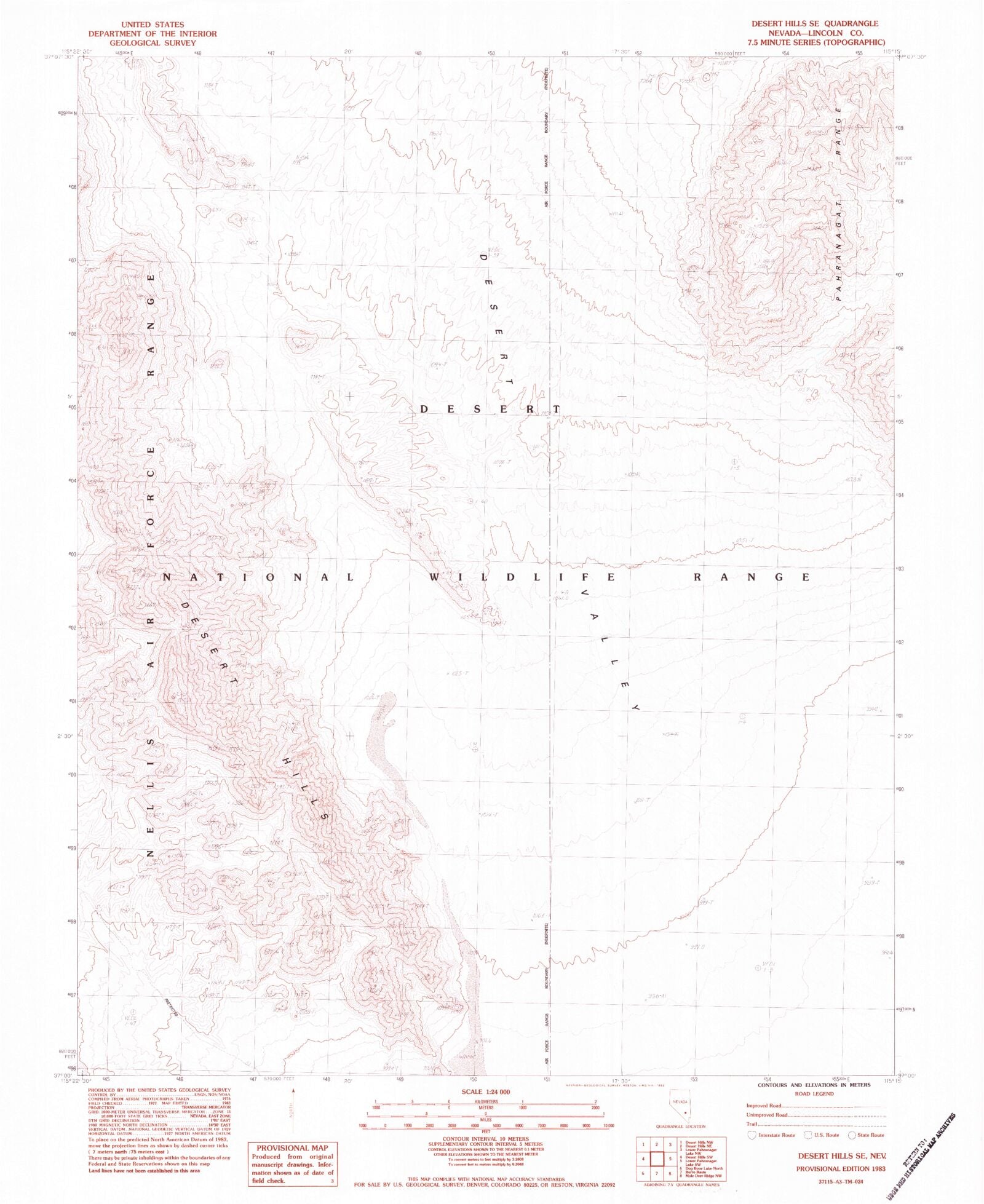 Classic USGS Desert Hills SE Nevada 7.5'x7.5' Topo Map – MyTopo Map Store