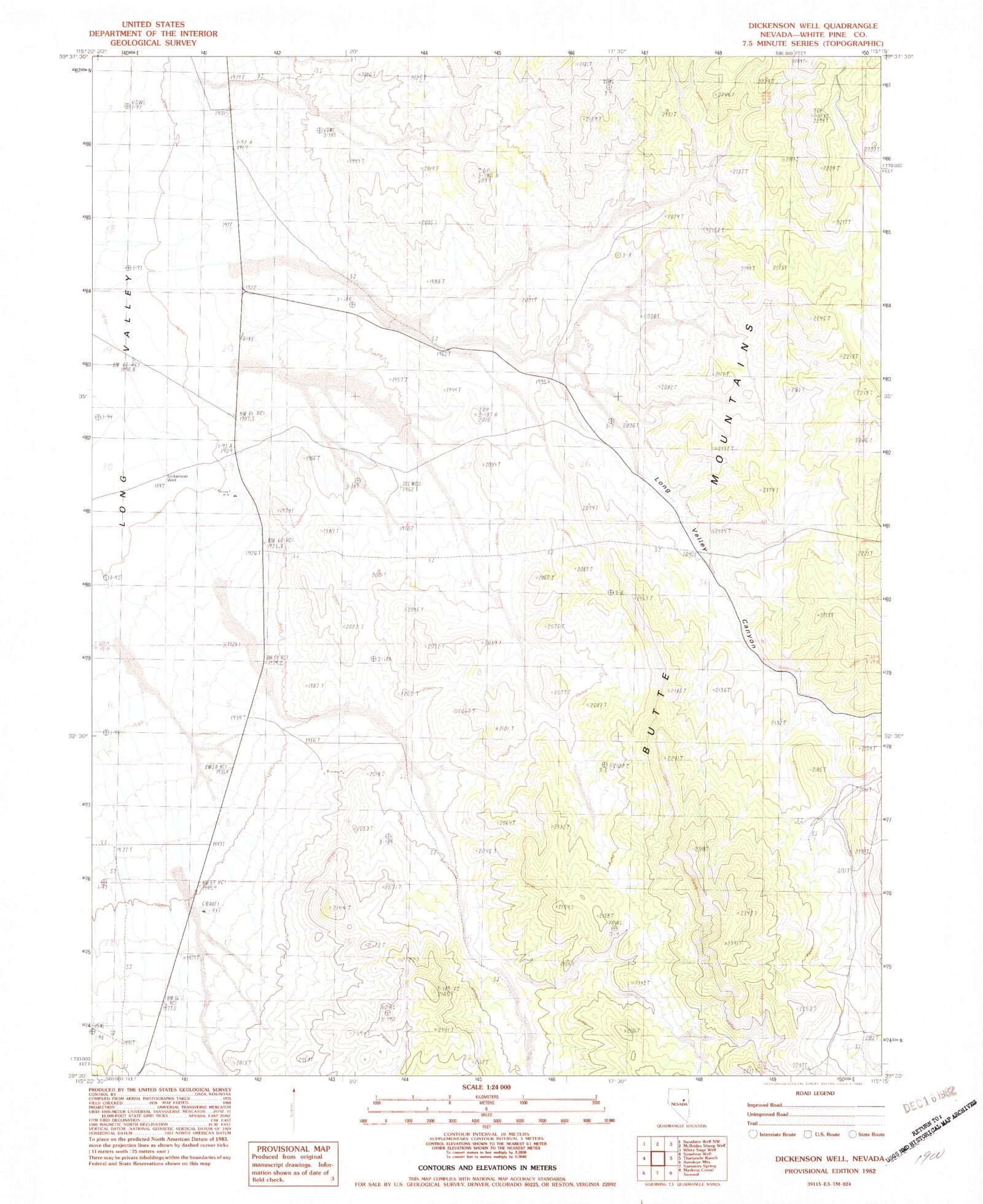 Classic USGS Dickenson Well Nevada 7.5'x7.5' Topo Map – MyTopo Map Store