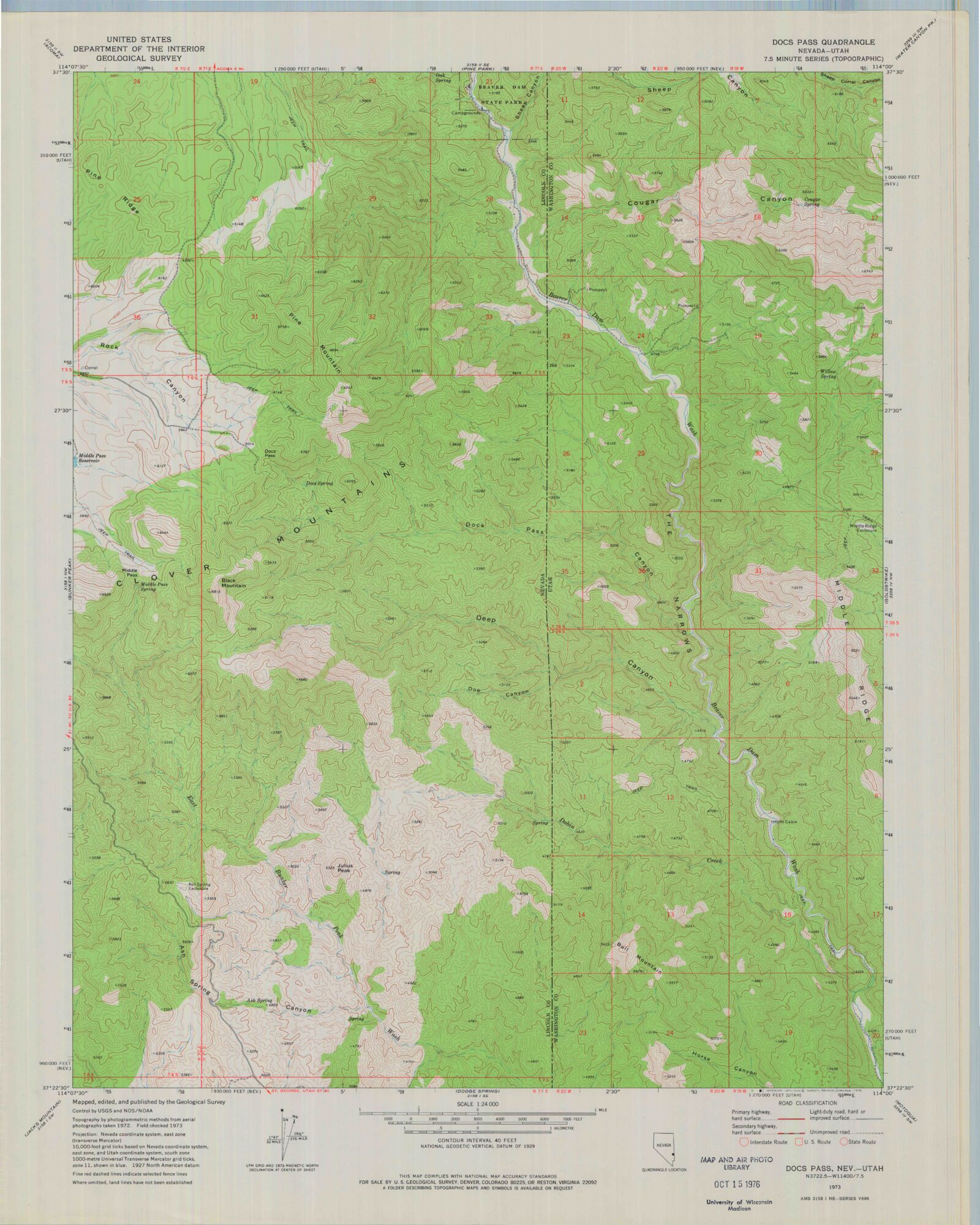 Classic USGS Docs Pass Nevada 7.5'x7.5' Topo Map – MyTopo Map Store