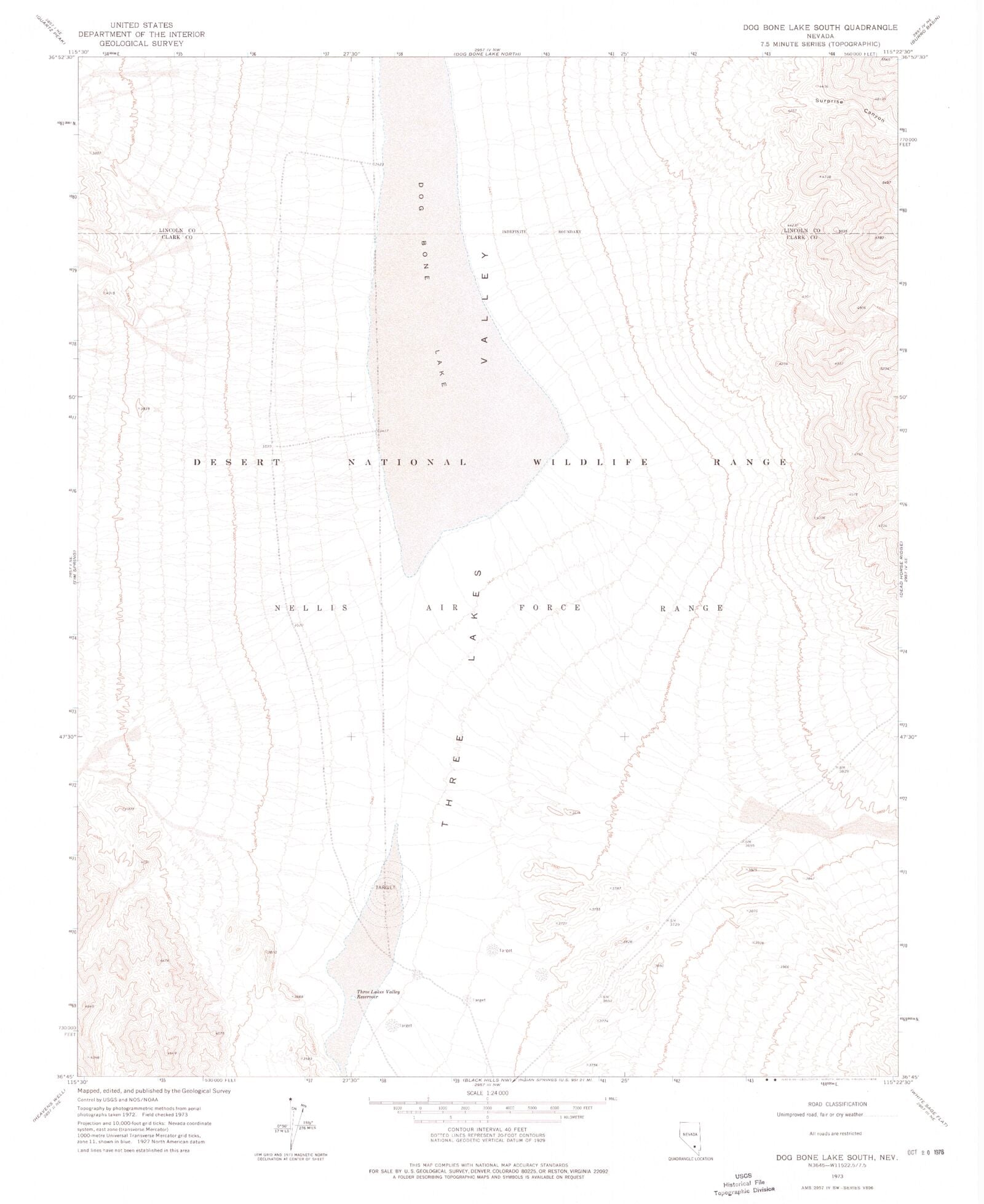Classic USGS Dog Bone Lake South Nevada 7.5'x7.5' Topo Map – MyTopo Map ...