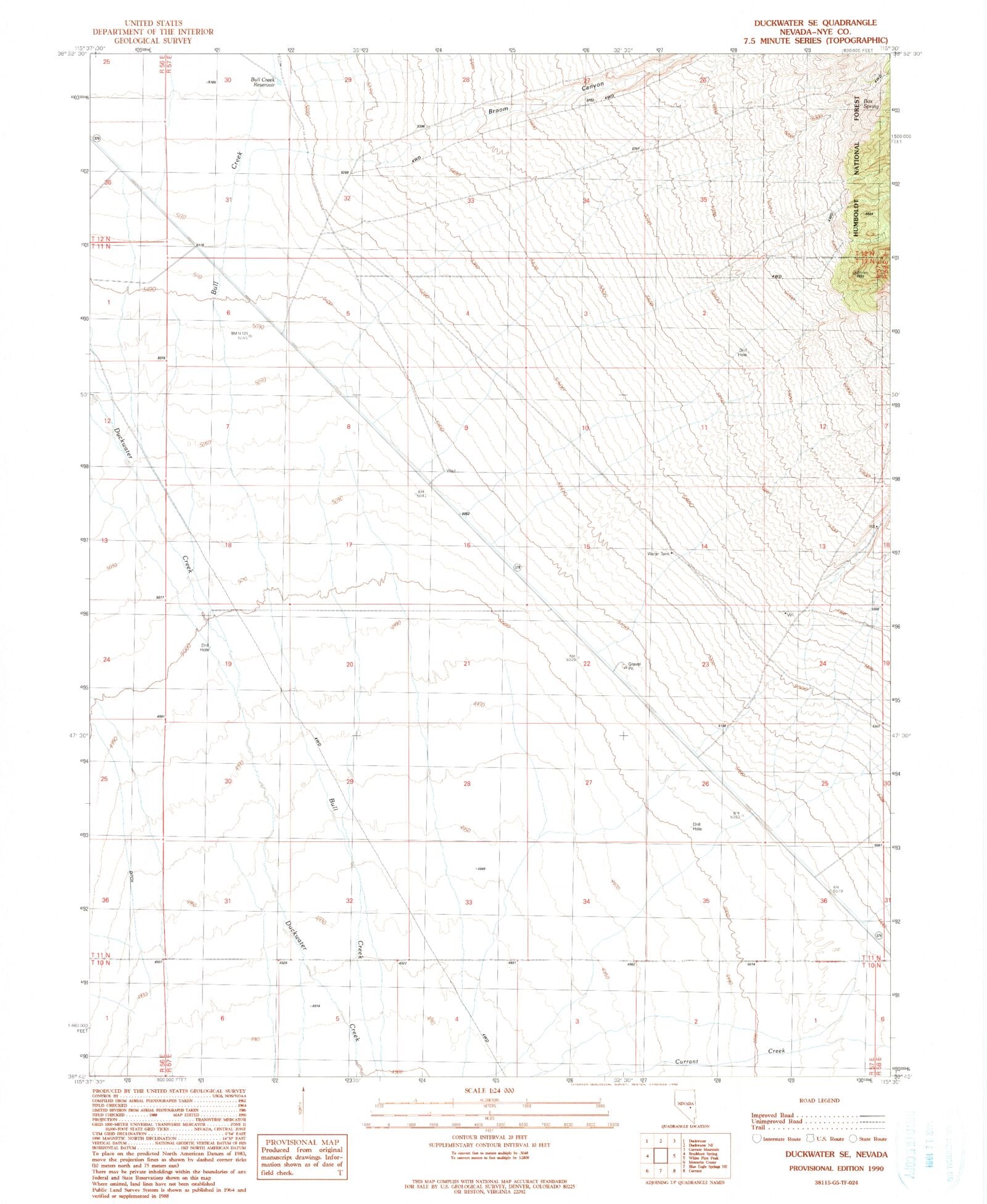 Classic USGS Duckwater SE Nevada 7.5'x7.5' Topo Map – MyTopo Map Store