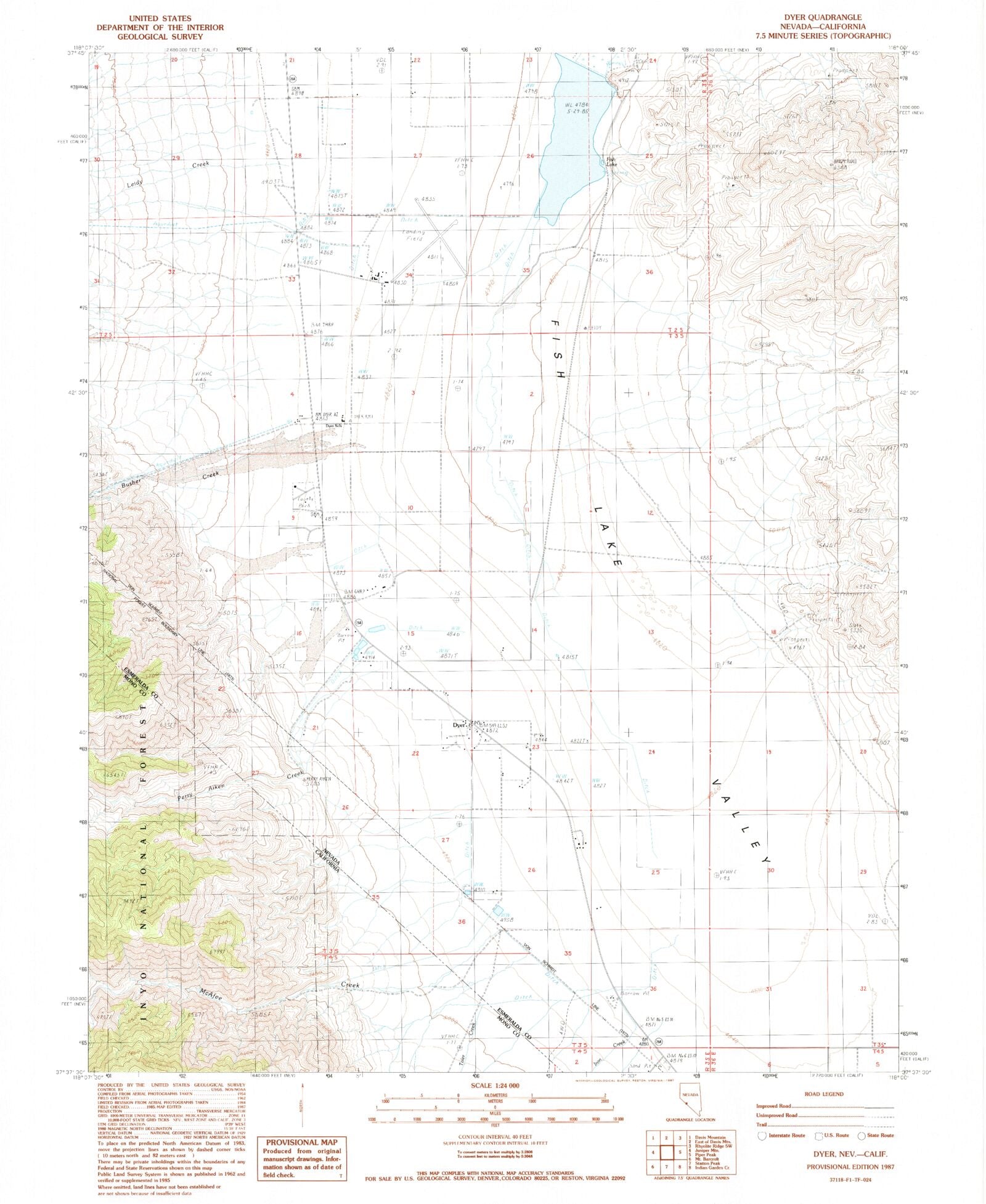 Classic USGS Dyer Nevada 7.5'x7.5' Topo Map – MyTopo Map Store
