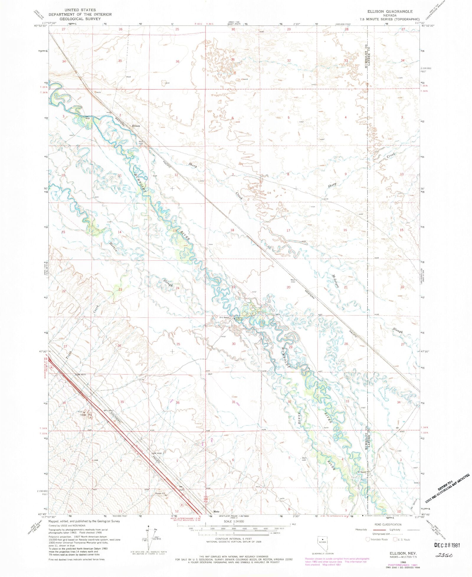 Classic USGS Ellison Nevada 7.5'x7.5' Topo Map – MyTopo Map Store
