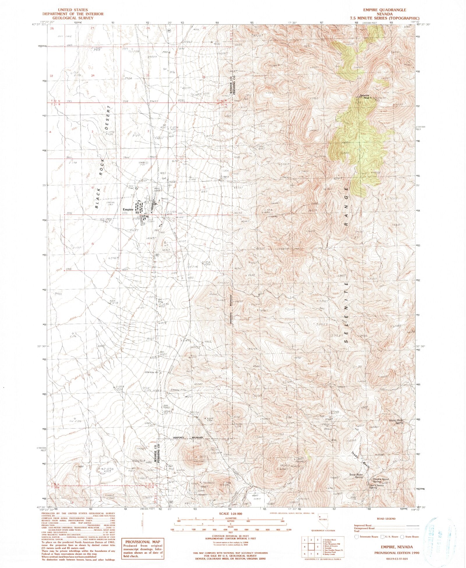 Classic USGS Empire Nevada 7.5'x7.5' Topo Map – MyTopo Map Store
