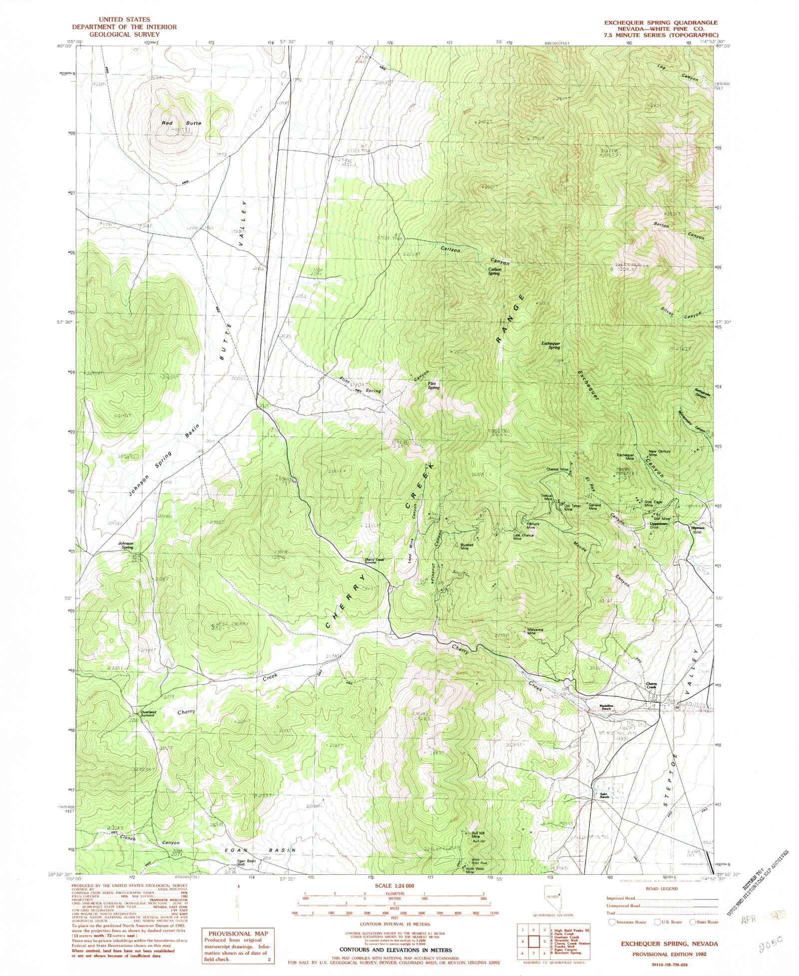 Classic USGS Exchequer Spring Nevada 7.5'x7.5' Topo Map – MyTopo Map Store