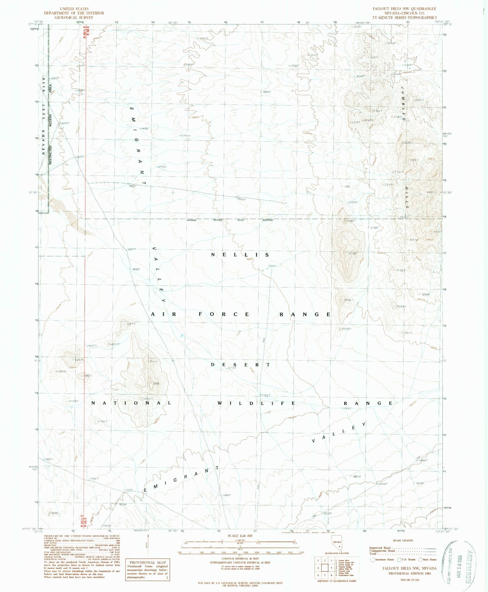 Classic USGS Fallout Hills NW Nevada 7.5'x7.5' Topo Map – MyTopo Map Store
