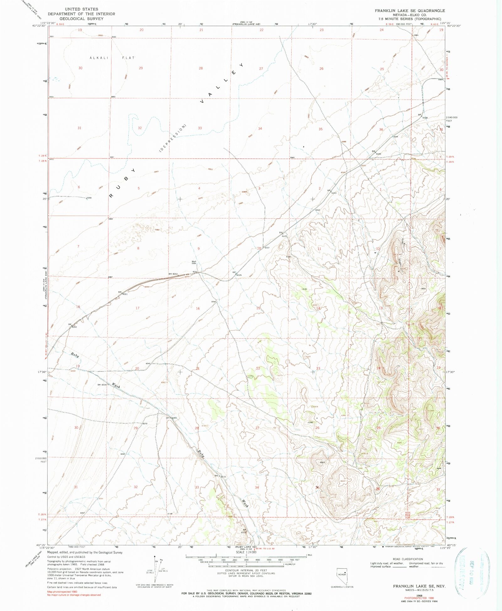 Classic USGS Franklin Lake SE Nevada 7.5'x7.5' Topo Map – MyTopo Map Store