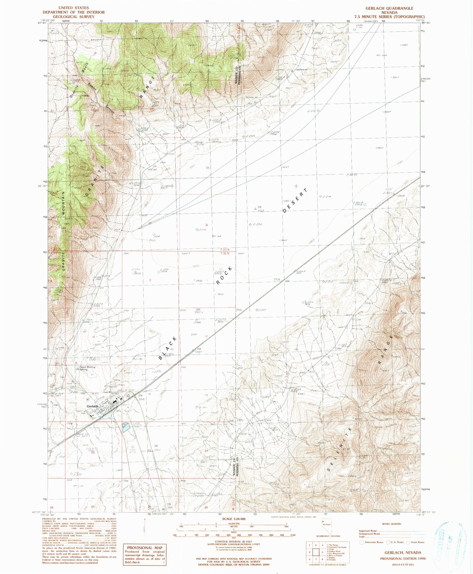 Classic USGS Gerlach Nevada 7.5'x7.5' Topo Map – MyTopo Map Store