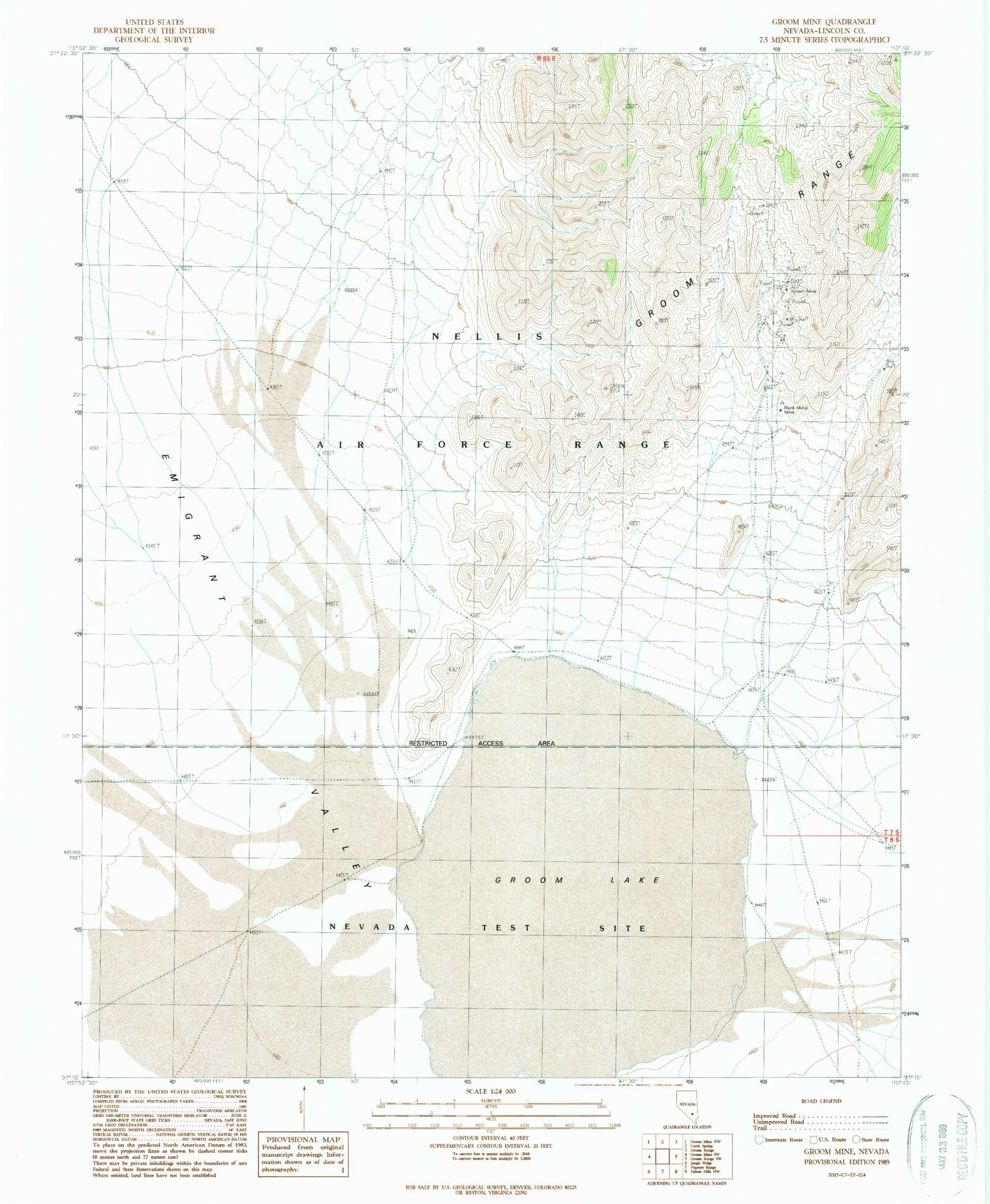 Classic USGS Groom Mine Nevada 7.5'x7.5' Topo Map – MyTopo Map Store