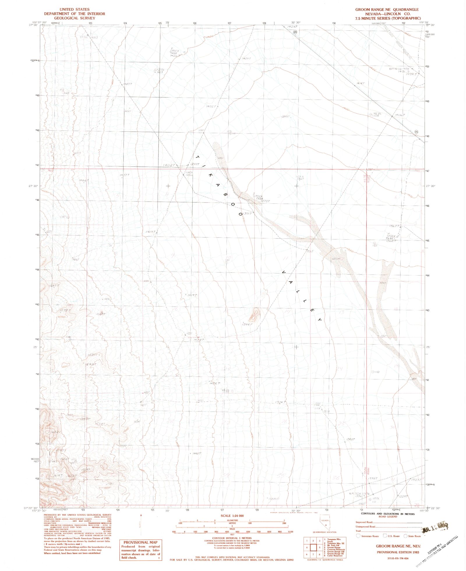 Classic USGS Groom Range NE Nevada 7.5'x7.5' Topo Map – MyTopo Map Store