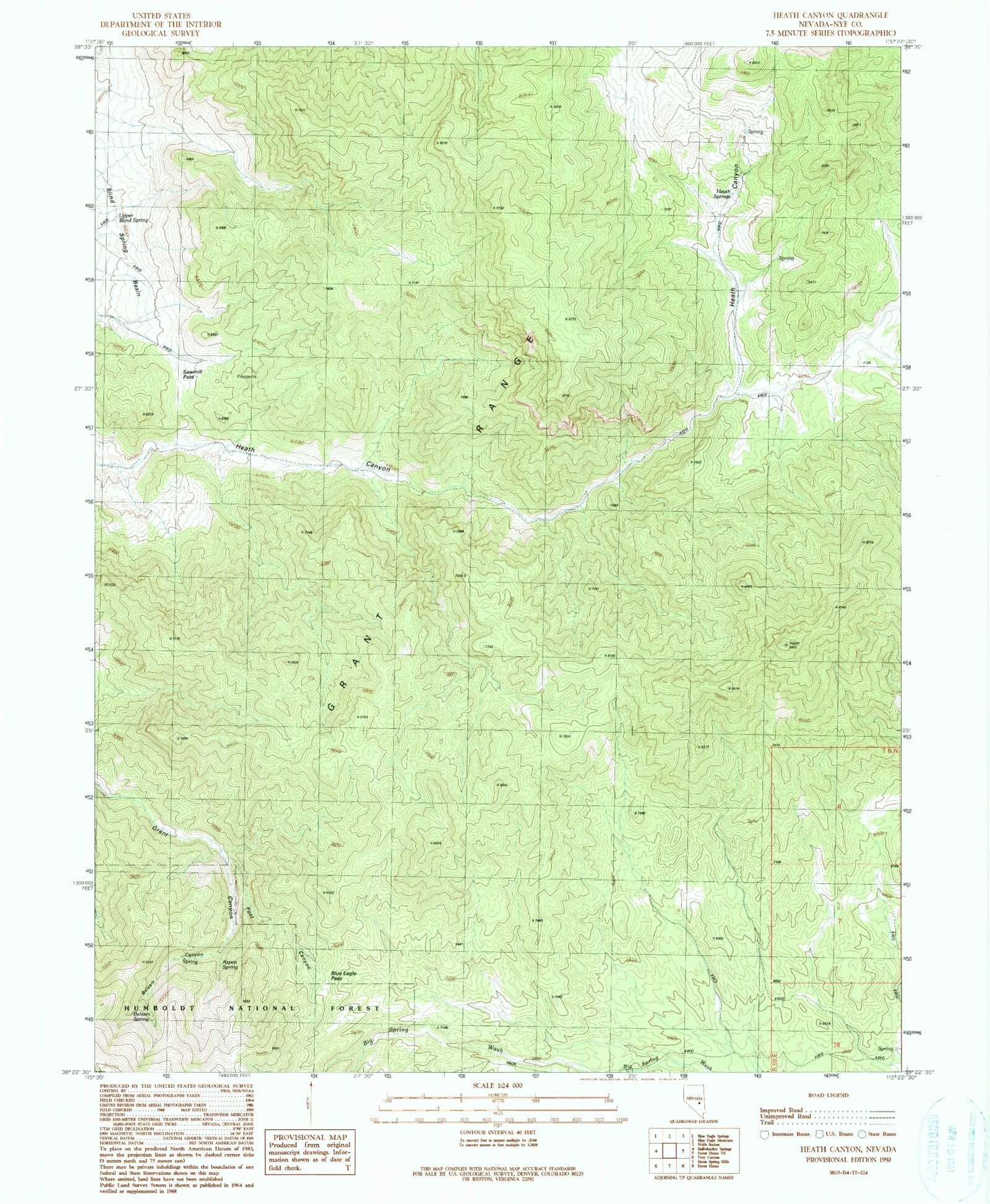 Classic USGS Heath Canyon Nevada 7.5'x7.5' Topo Map – MyTopo Map Store