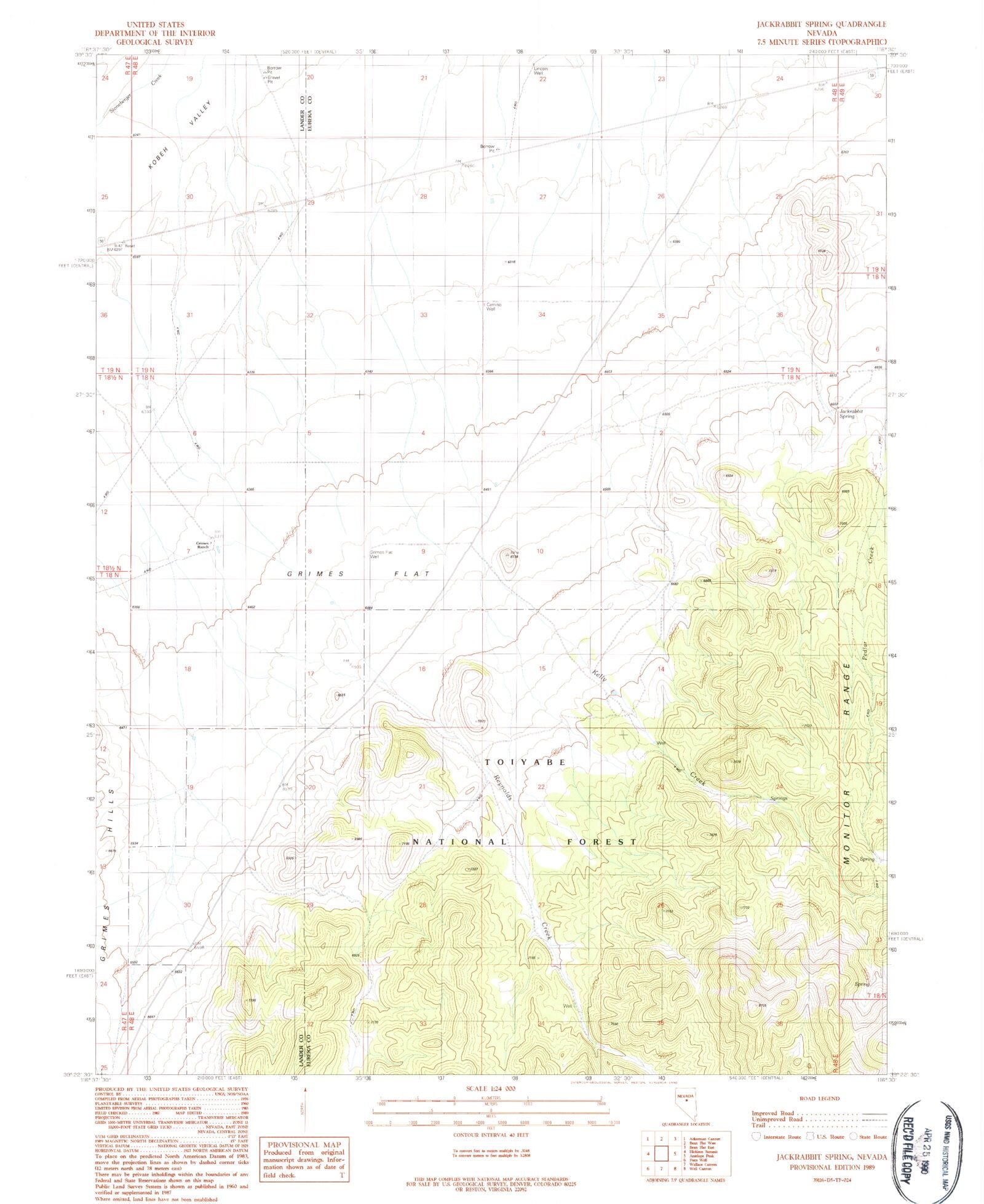Classic USGS Jackrabbit Spring Nevada 7.5'x7.5' Topo Map – MyTopo Map Store
