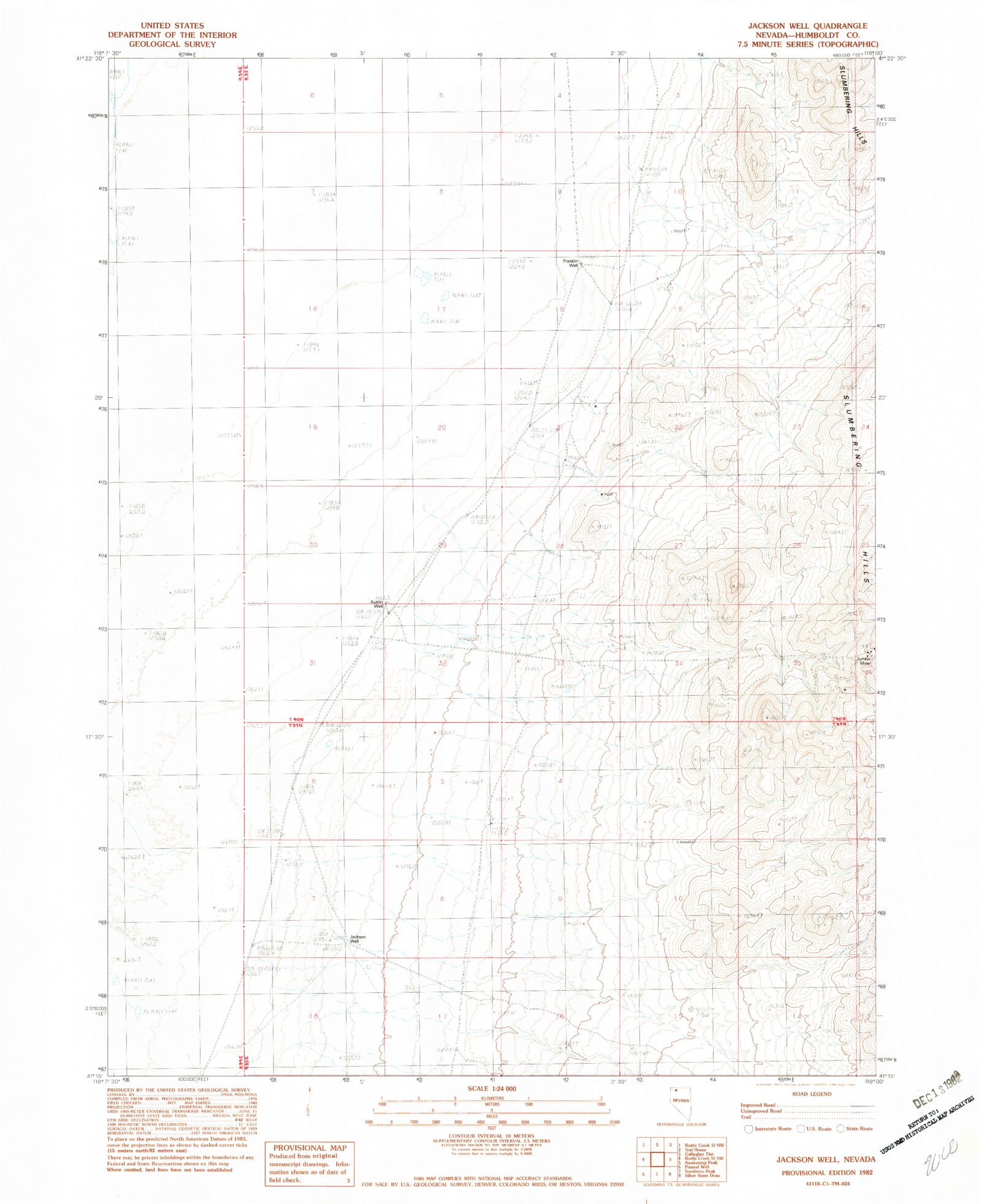 Classic USGS Jackson Well Nevada 7.5'x7.5' Topo Map – MyTopo Map Store