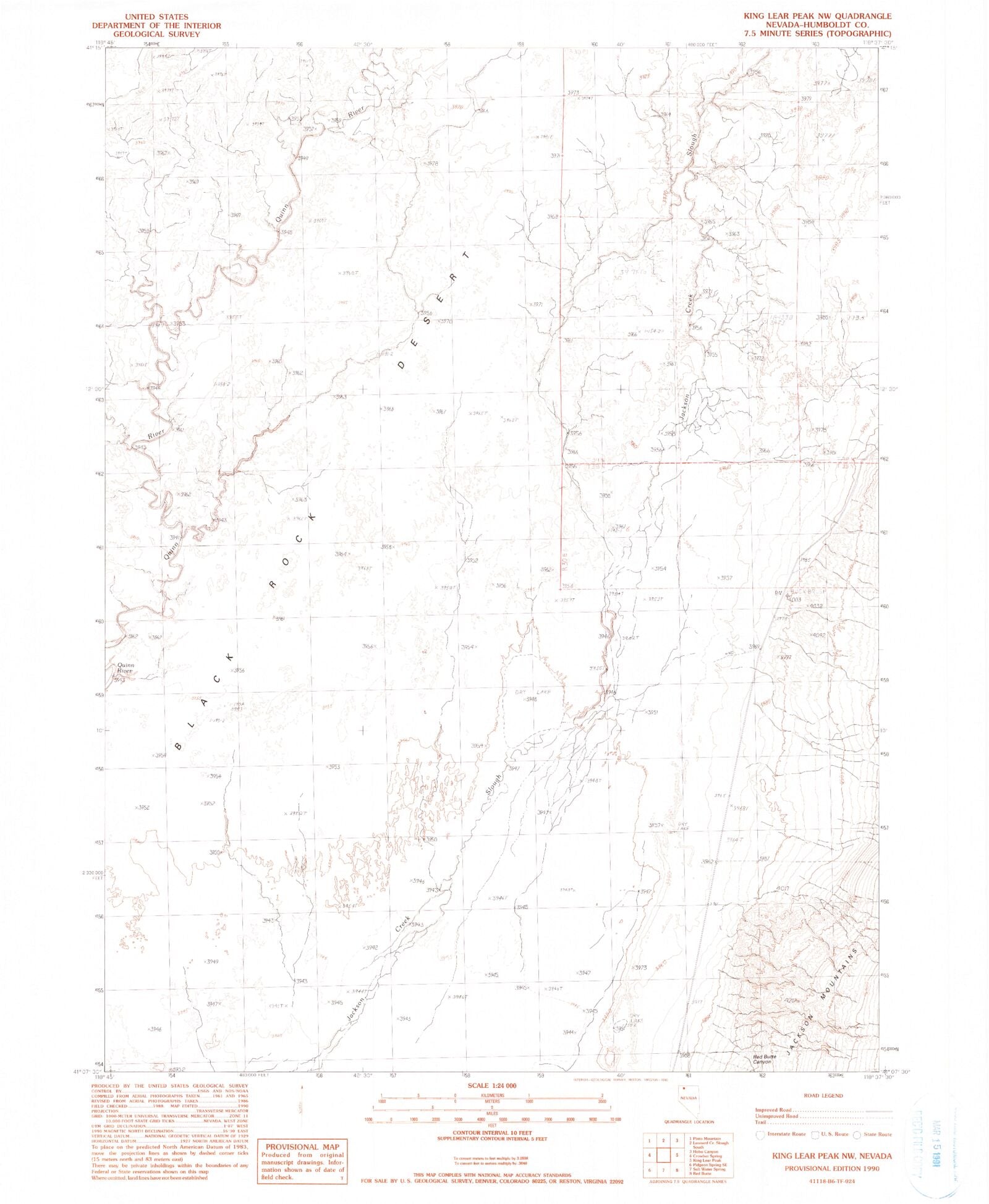 Classic USGS King Lear Peak NW Nevada 7.5'x7.5' Topo Map – MyTopo Map Store