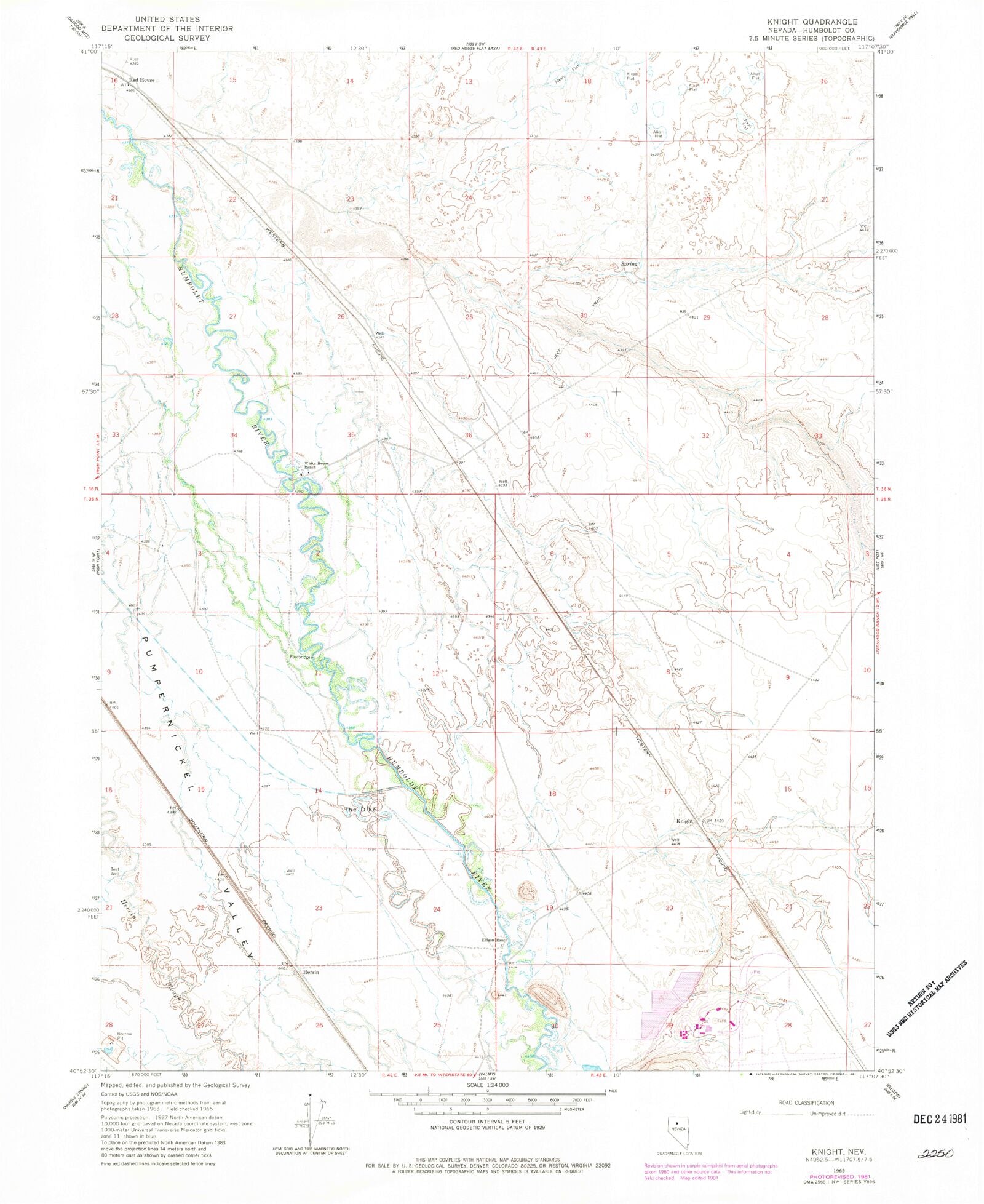 Classic USGS Knight Nevada 7.5'x7.5' Topo Map – MyTopo Map Store