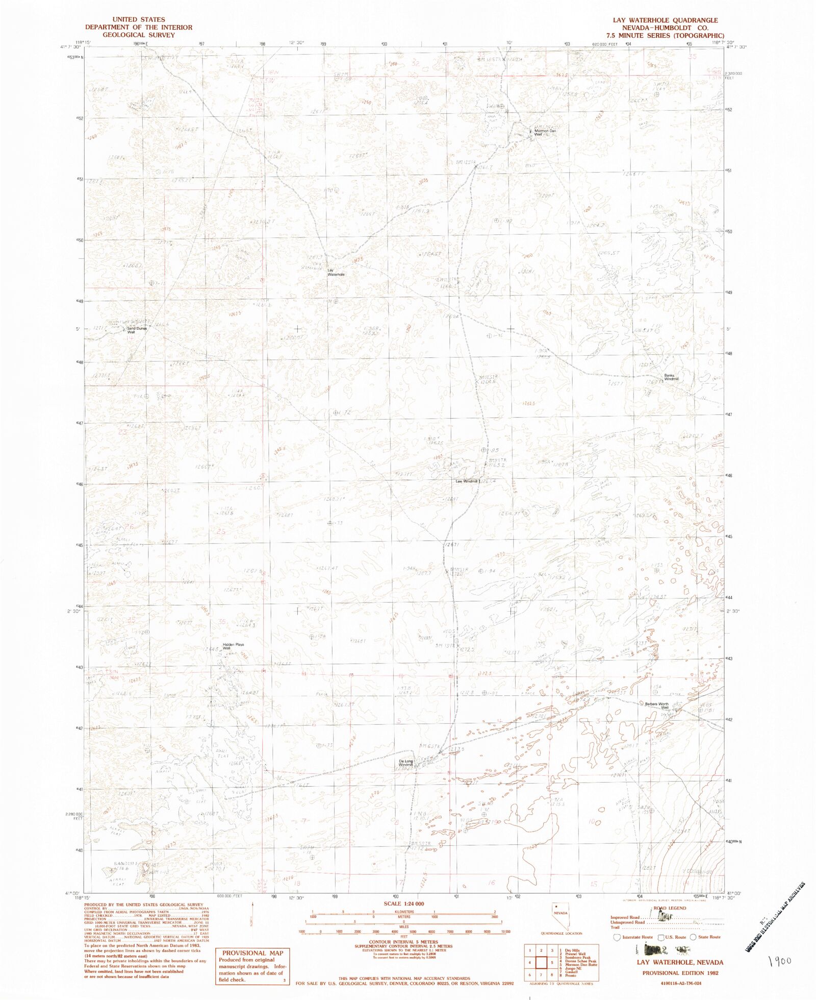 Classic USGS Lay Waterhole Nevada 7.5'x7.5' Topo Map – MyTopo Map Store