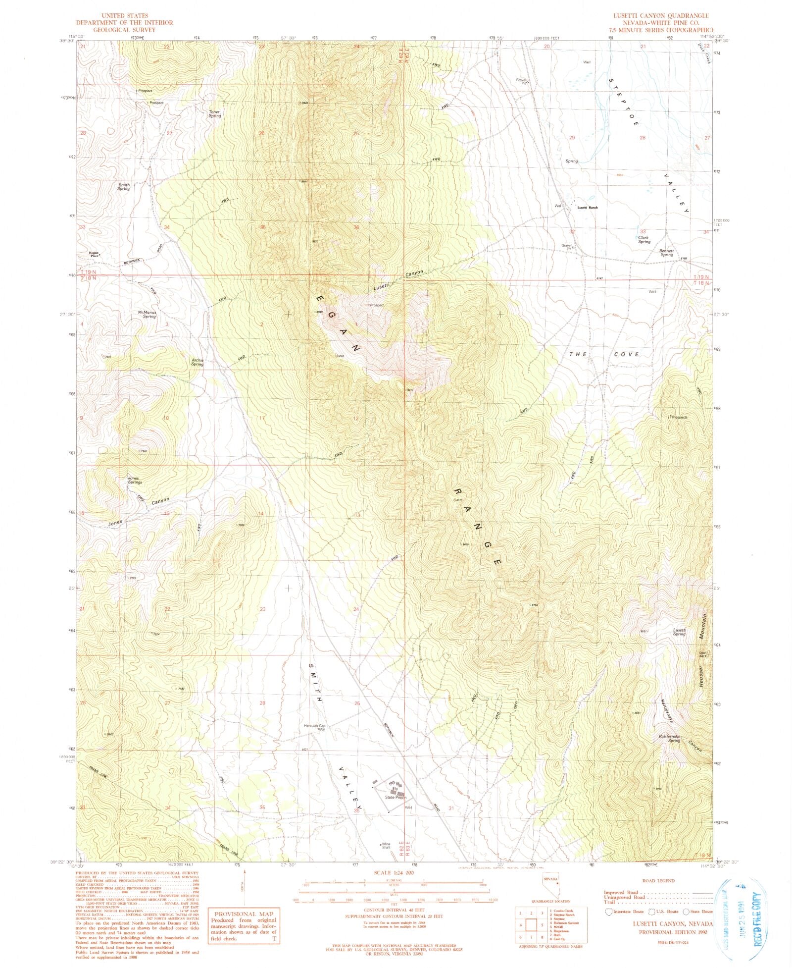 Classic USGS Lusetti Canyon Nevada 7.5'x7.5' Topo Map – MyTopo Map Store