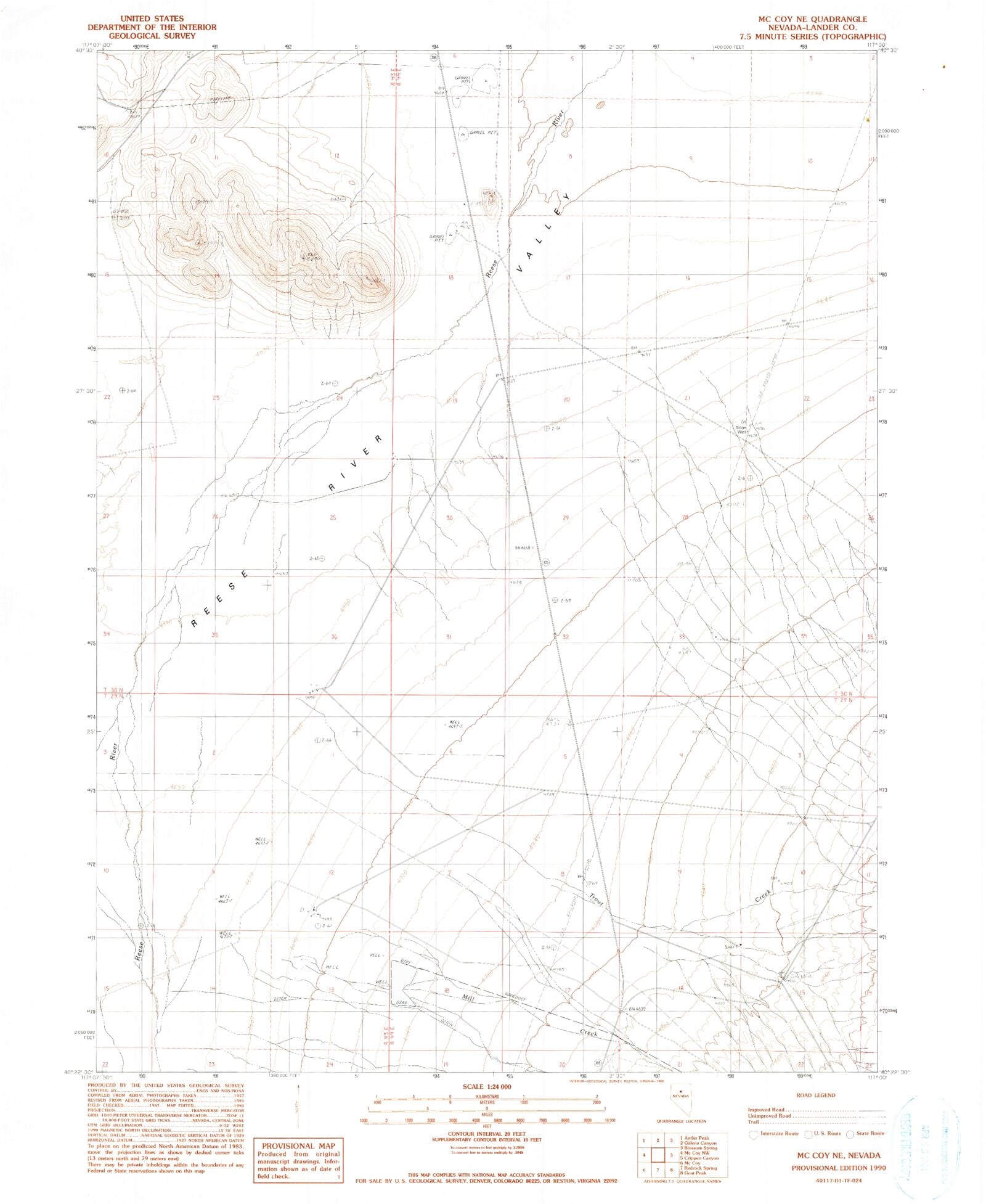 Classic USGS McCoy NE Nevada 7.5'x7.5' Topo Map – MyTopo Map Store