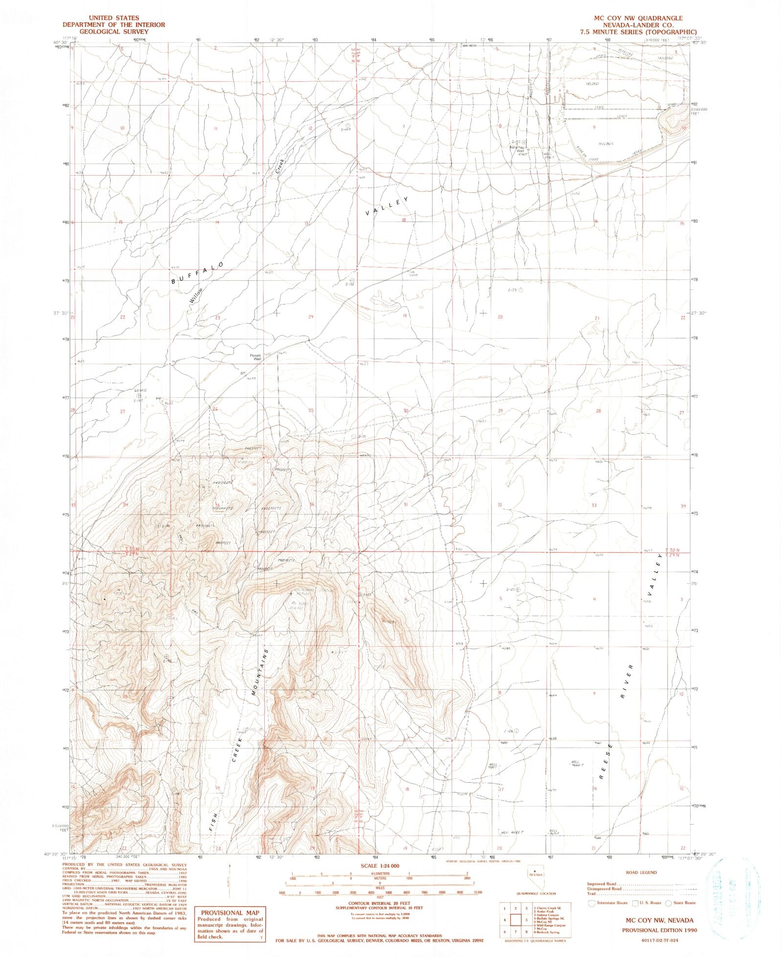Classic USGS McCoy NW Nevada 7.5'x7.5' Topo Map – MyTopo Map Store