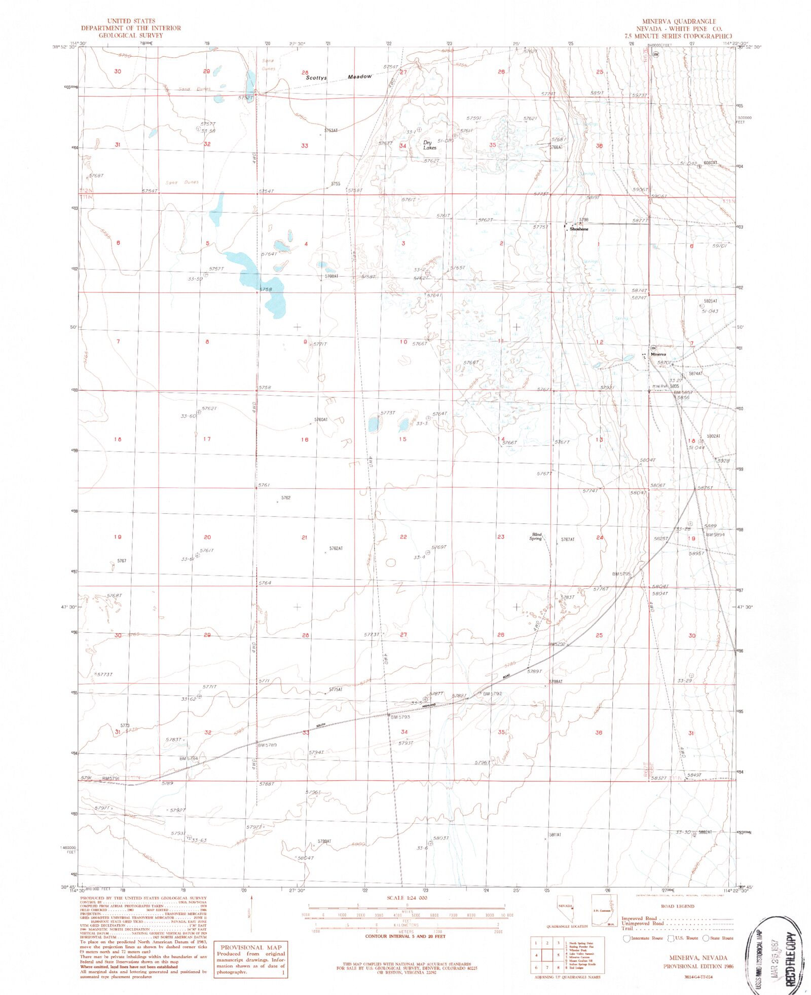 Classic USGS Minerva Nevada 7.5'x7.5' Topo Map – MyTopo Map Store