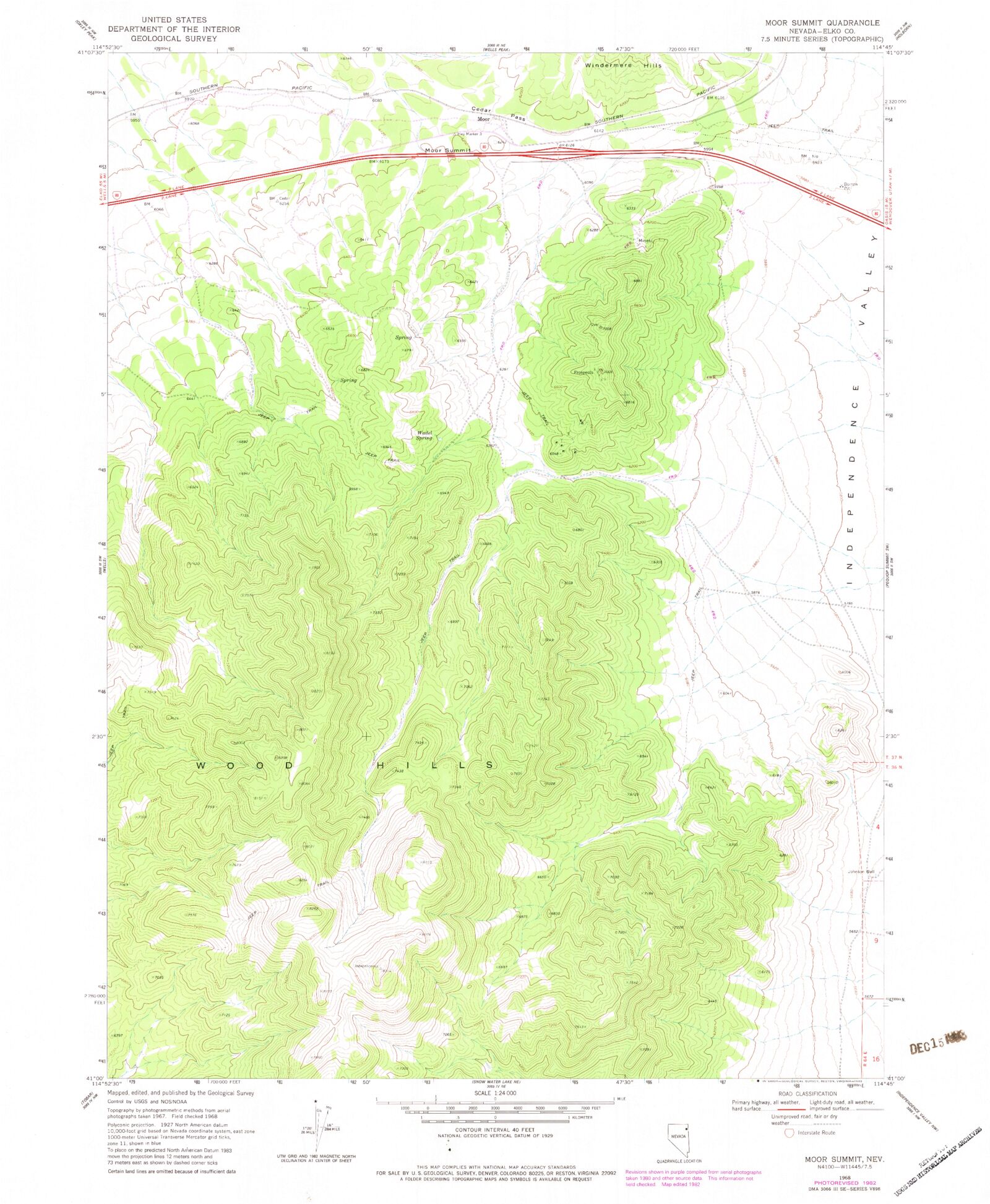 Classic USGS Moor Summit Nevada 7.5'x7.5' Topo Map – MyTopo Map Store