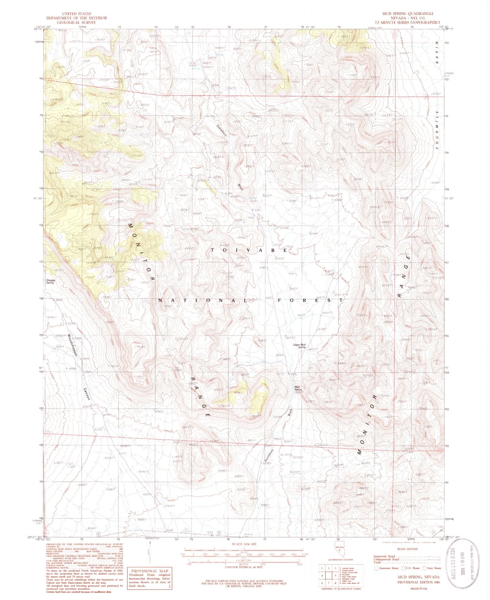 Classic USGS Mud Spring Nevada 7.5'x7.5' Topo Map – MyTopo Map Store