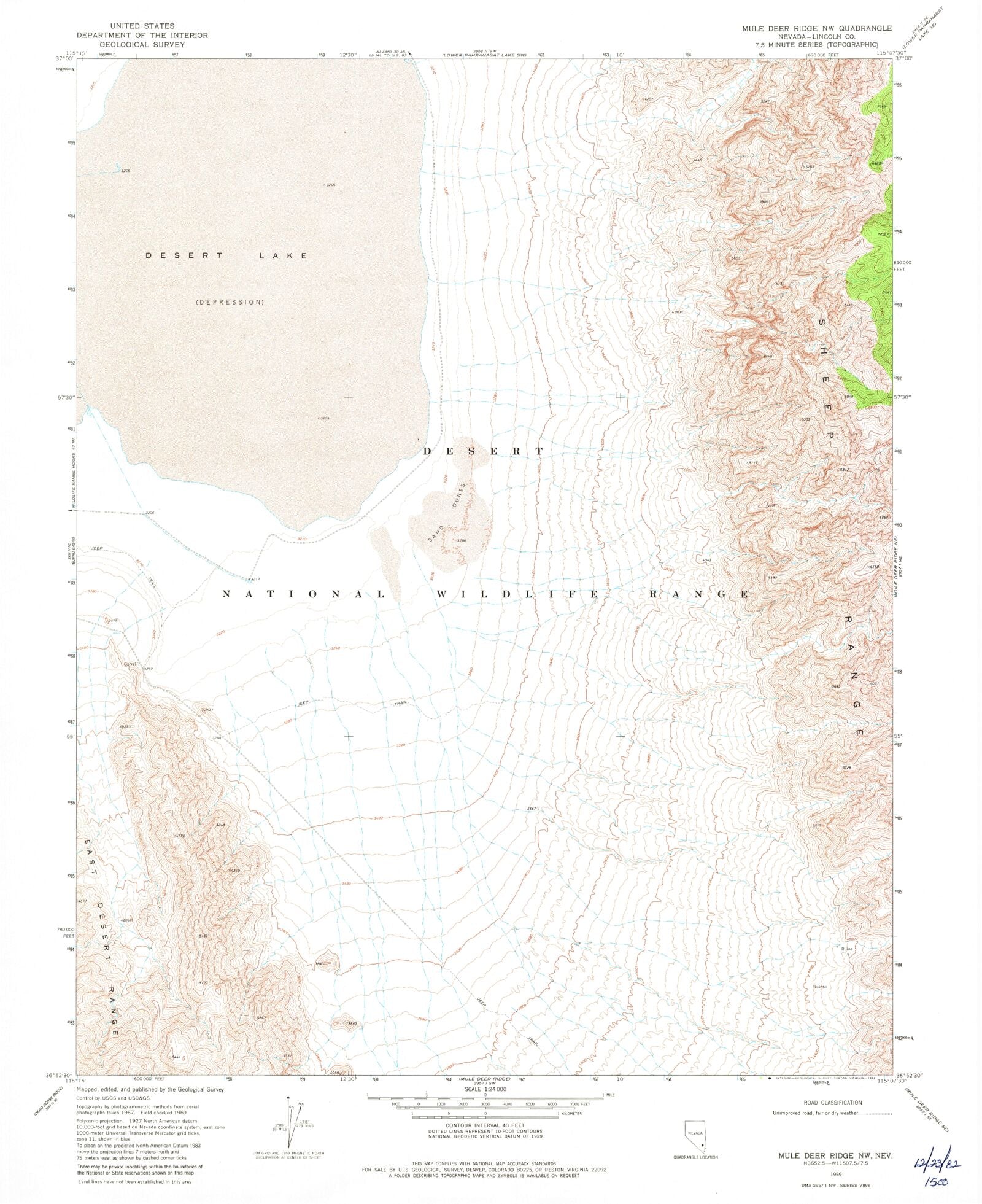 Classic USGS Mule Deer Ridge NW Nevada 7.5'x7.5' Topo Map – MyTopo Map ...