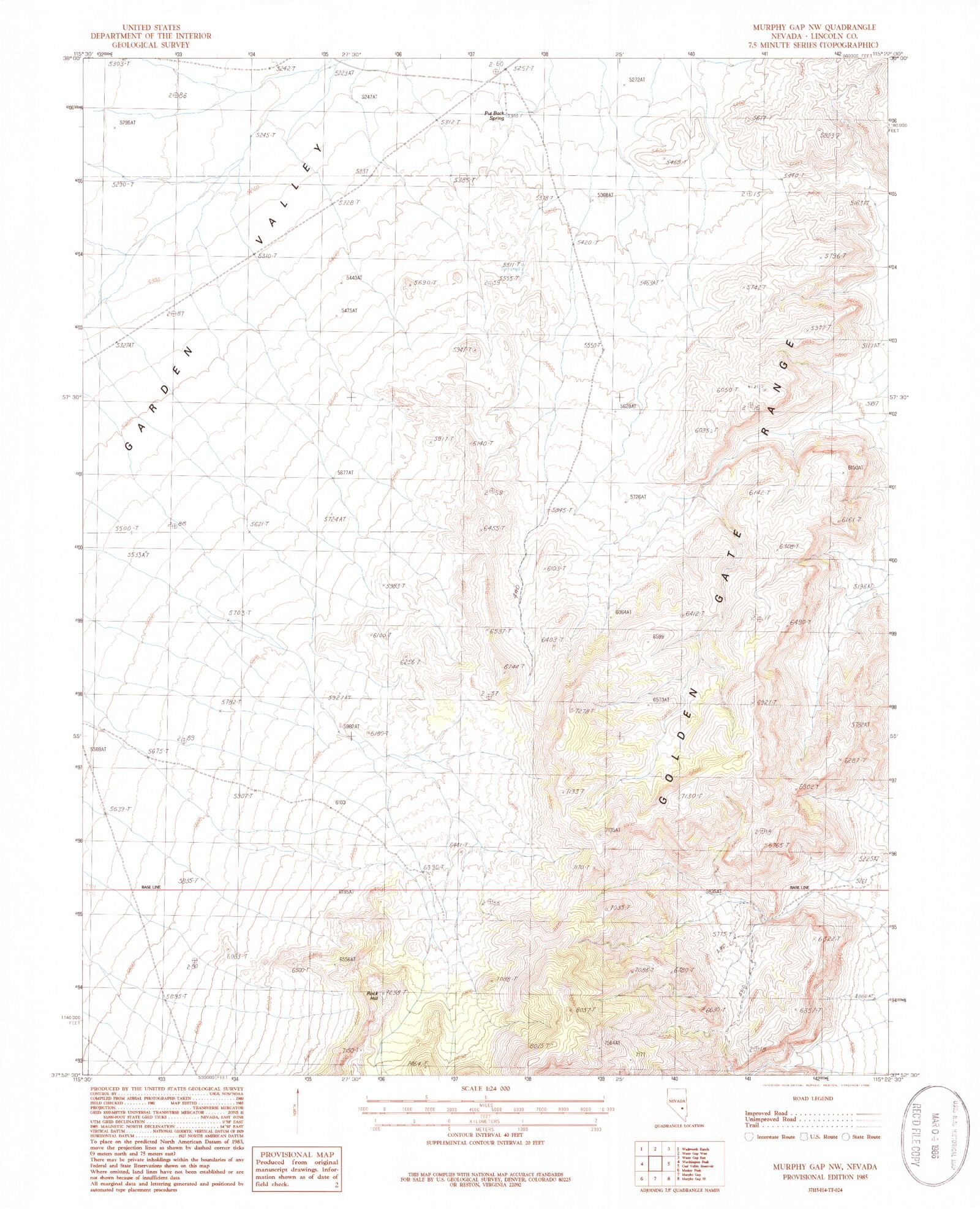 Classic USGS Murphy Gap NW Nevada 7.5'x7.5' Topo Map – MyTopo Map Store