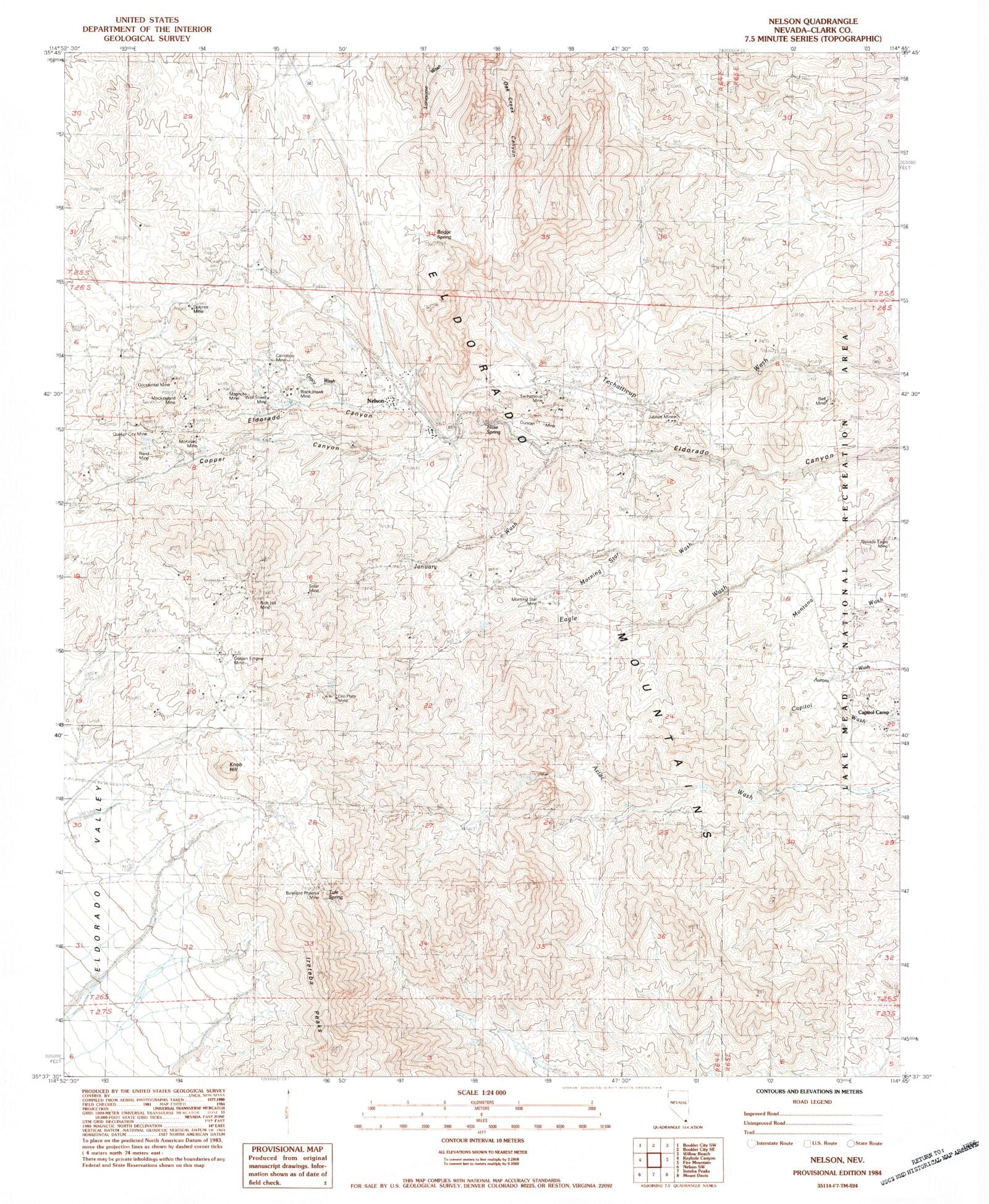 Classic USGS Nelson Nevada 7.5'x7.5' Topo Map – MyTopo Map Store