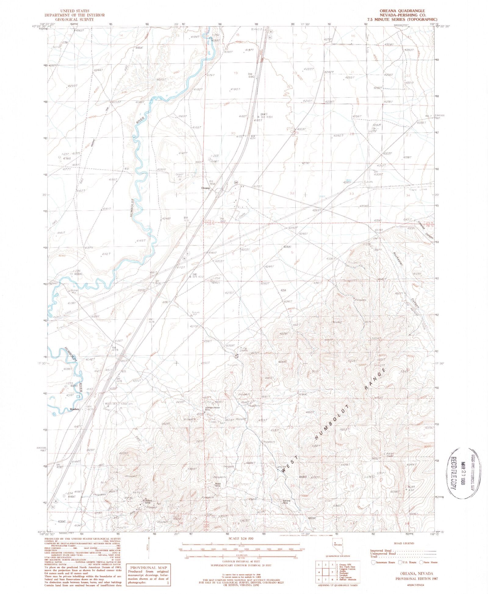 Classic USGS Oreana Nevada 7.5'x7.5' Topo Map – MyTopo Map Store
