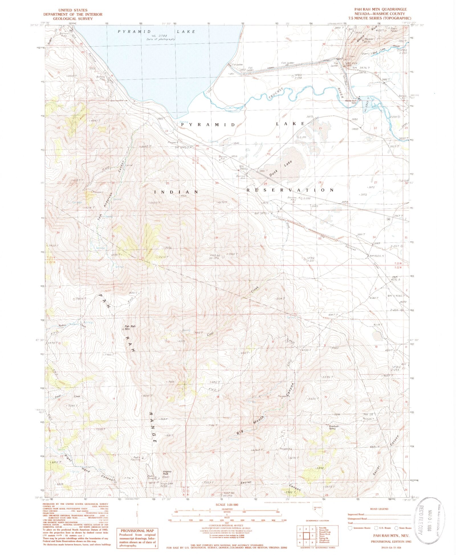 Classic USGS Pah Rah Mountain Nevada 7.5'x7.5' Topo Map – MyTopo Map Store