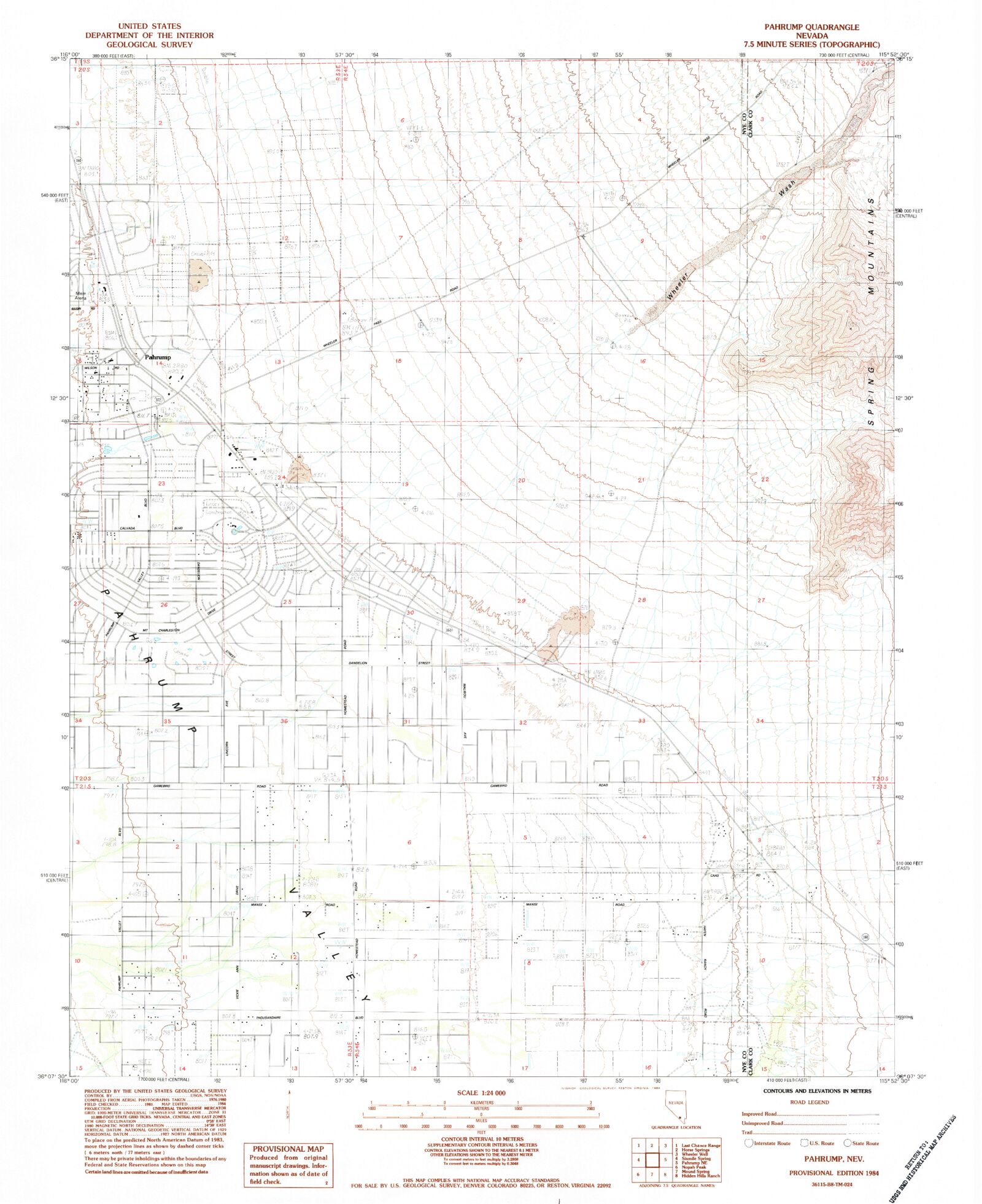 Classic USGS Pahrump Nevada 7.5'x7.5' Topo Map – MyTopo Map Store