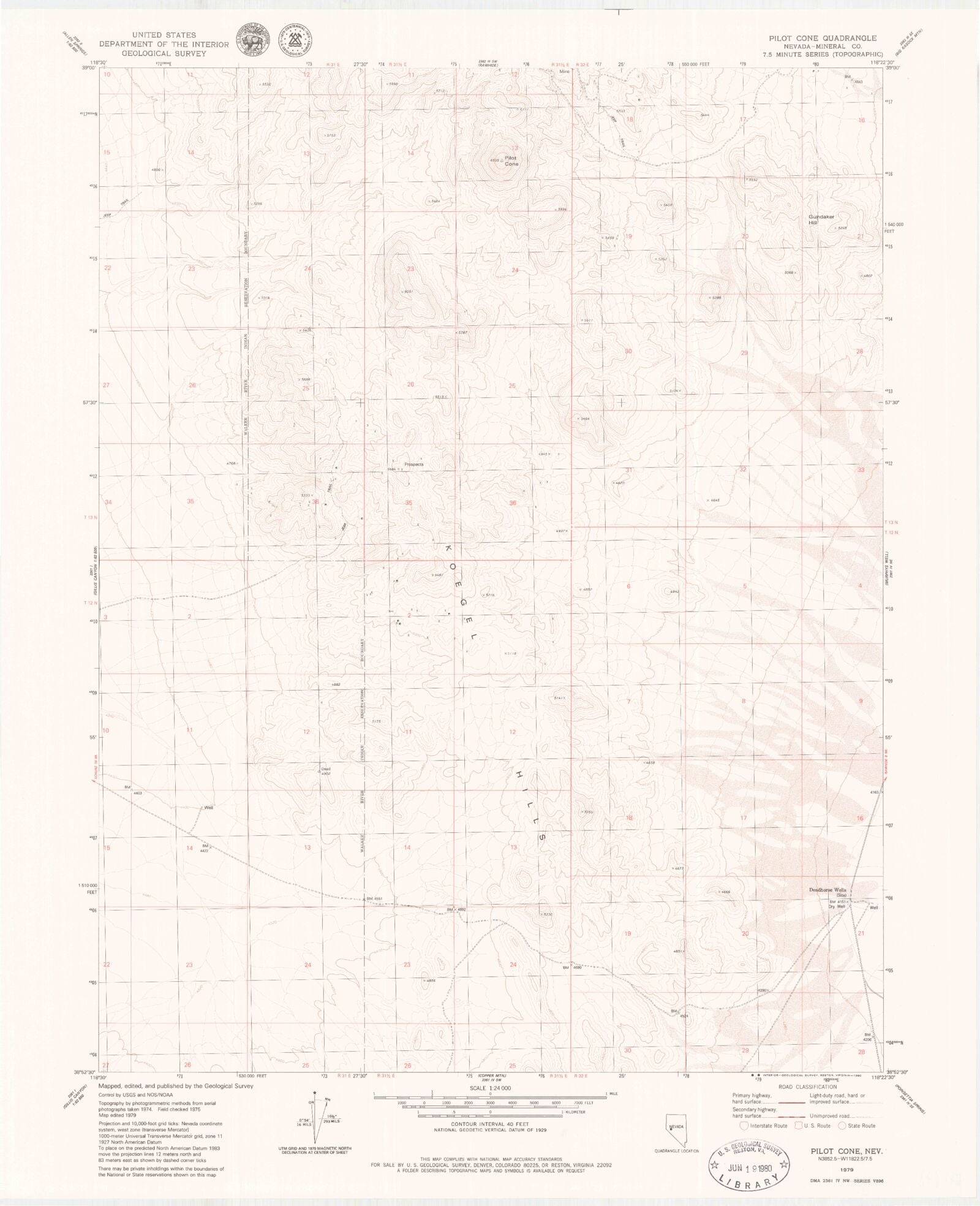 Classic USGS Pilot Cone Nevada 7.5'x7.5' Topo Map – MyTopo Map Store