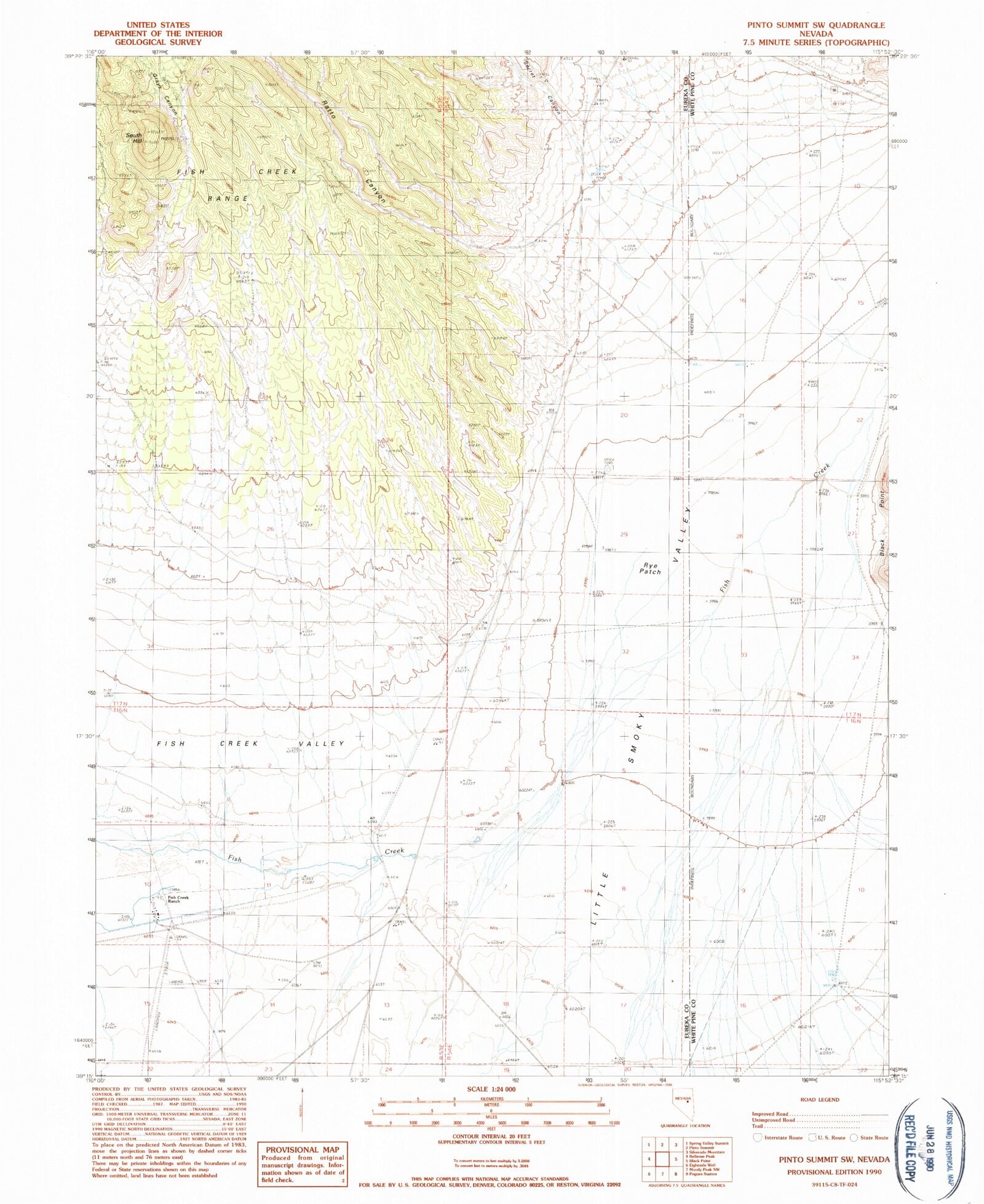 Classic USGS Pinto Summit SW Nevada 7.5'x7.5' Topo Map – MyTopo Map Store