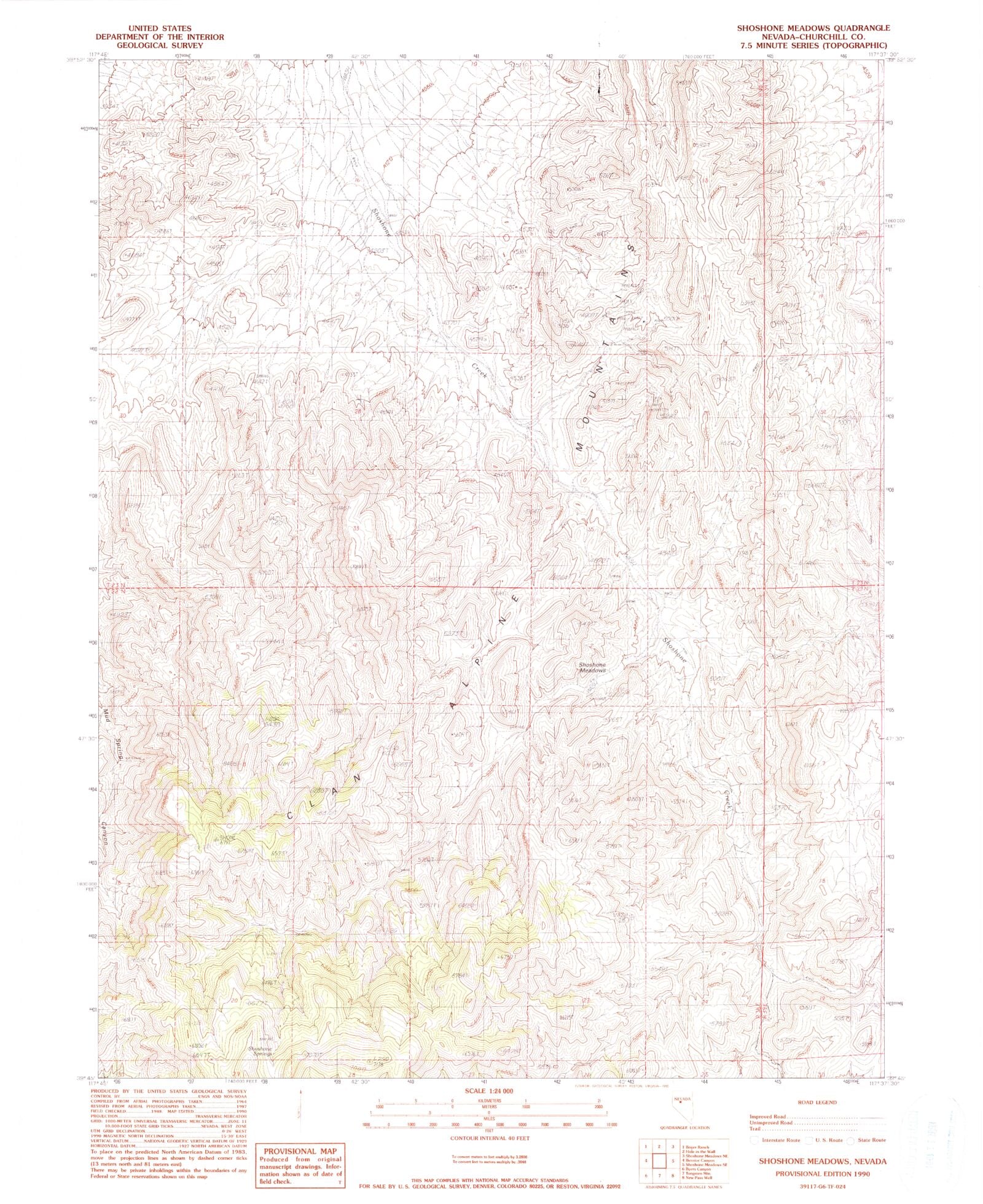 Classic USGS Shoshone Meadows Nevada 7.5'x7.5' Topo Map – MyTopo Map Store