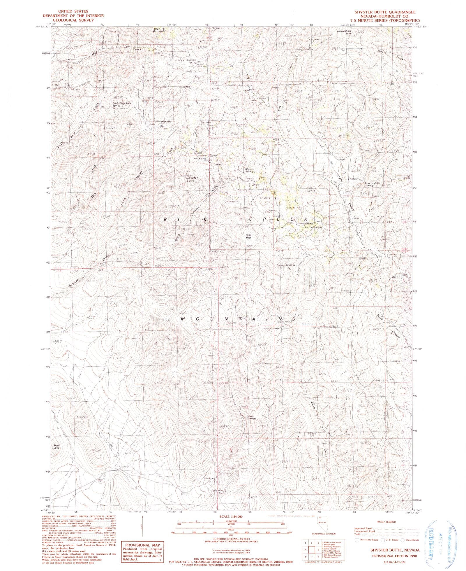 Classic USGS Shyster Butte Nevada 7.5'x7.5' Topo Map – MyTopo Map Store