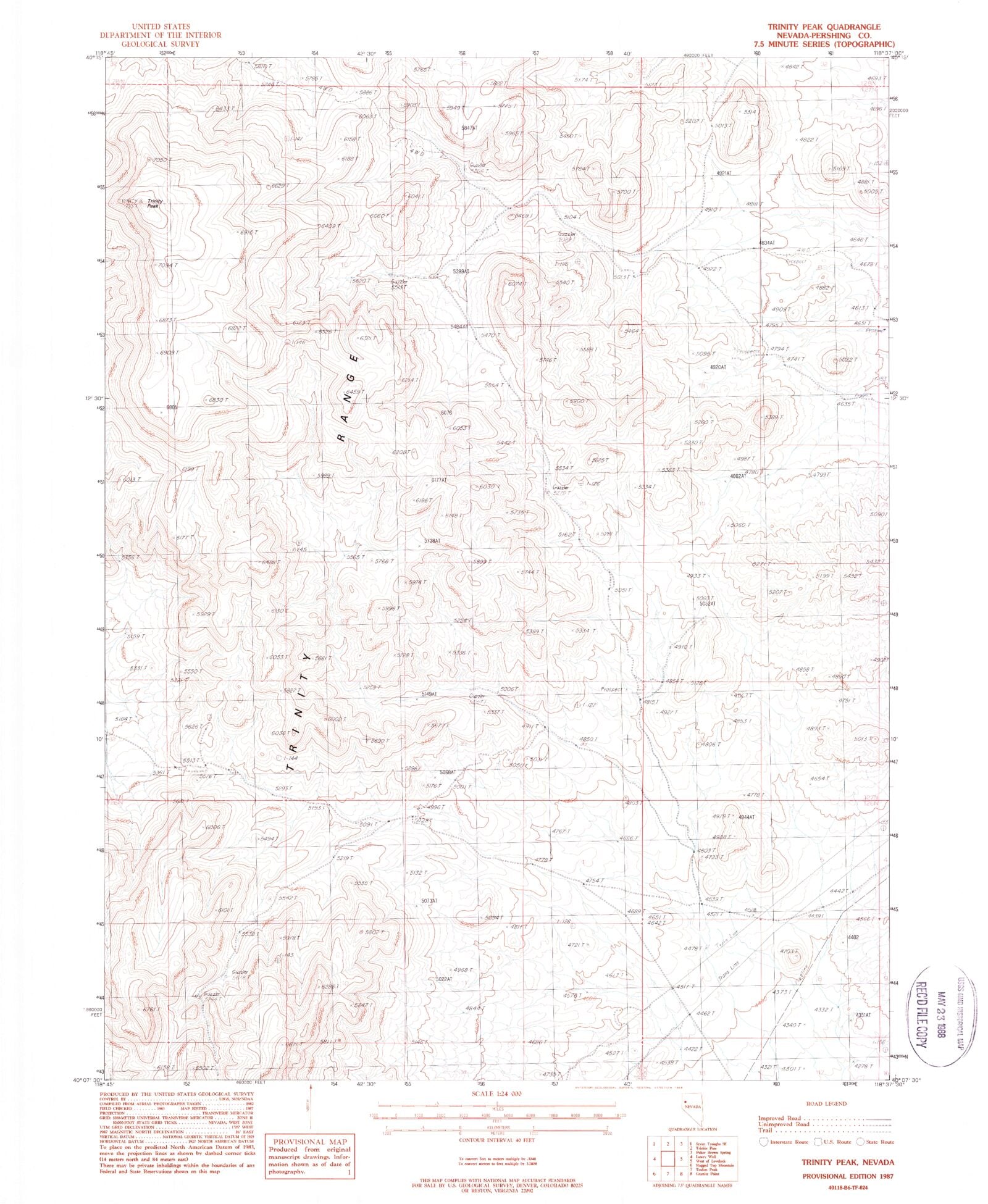 Classic USGS Trinity Peak Nevada 7.5'x7.5' Topo Map – MyTopo Map Store