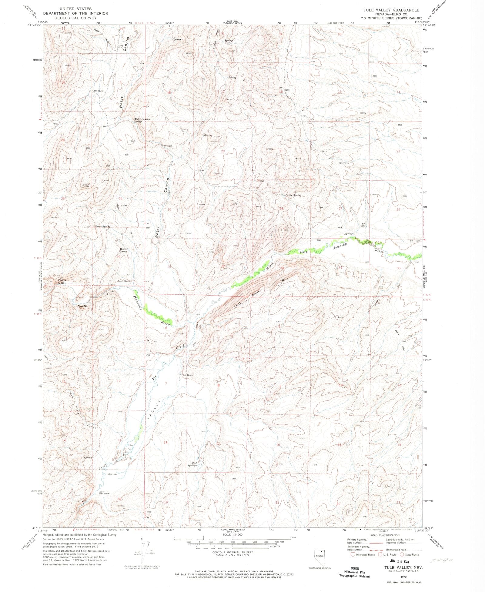 Classic USGS Tule Valley Nevada 7.5'x7.5' Topo Map – MyTopo Map Store