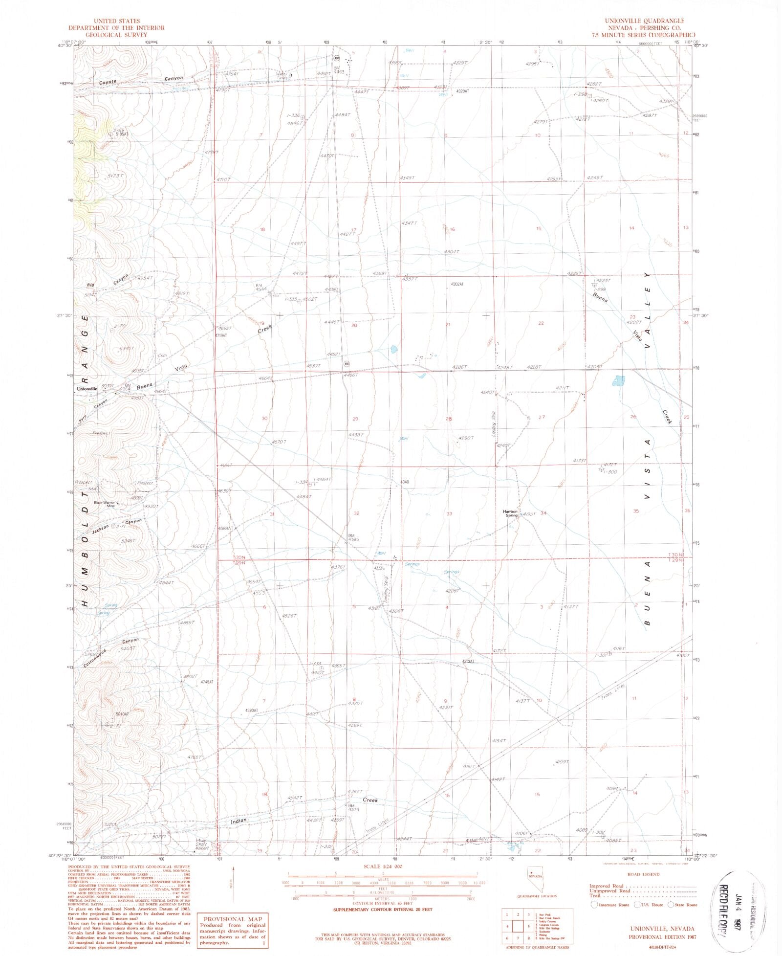 Classic USGS Unionville Nevada 7.5'x7.5' Topo Map – MyTopo Map Store
